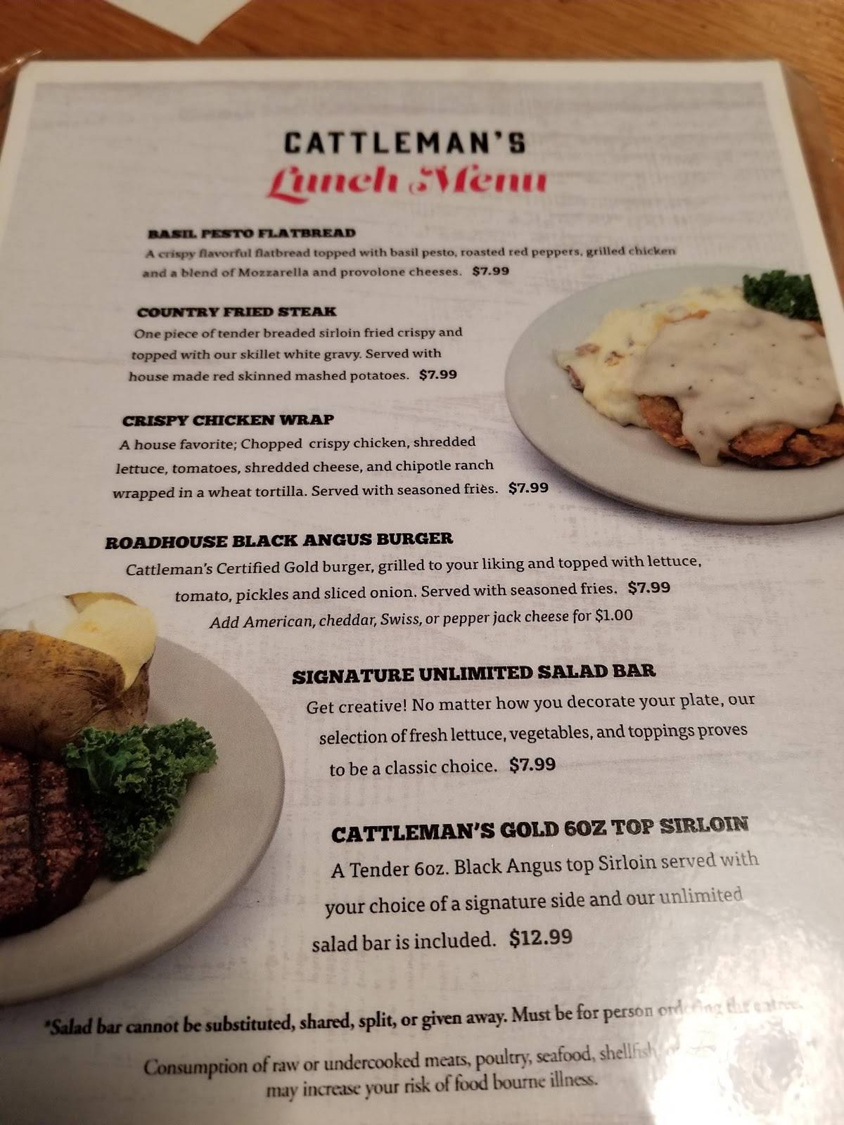 Menu at Cattleman's Roadhouse steakhouse, Shepherdsville, 139 ...