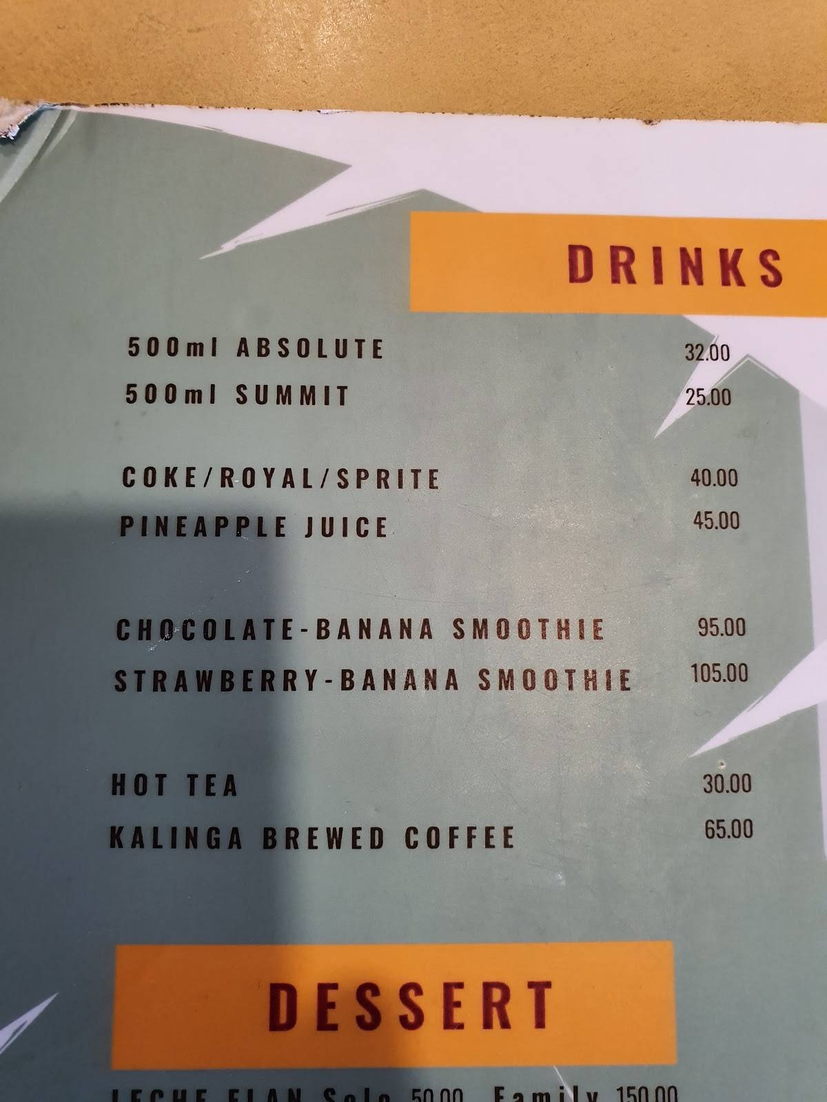 Menu at Otep's Tinuno restaurant, Cauayan City