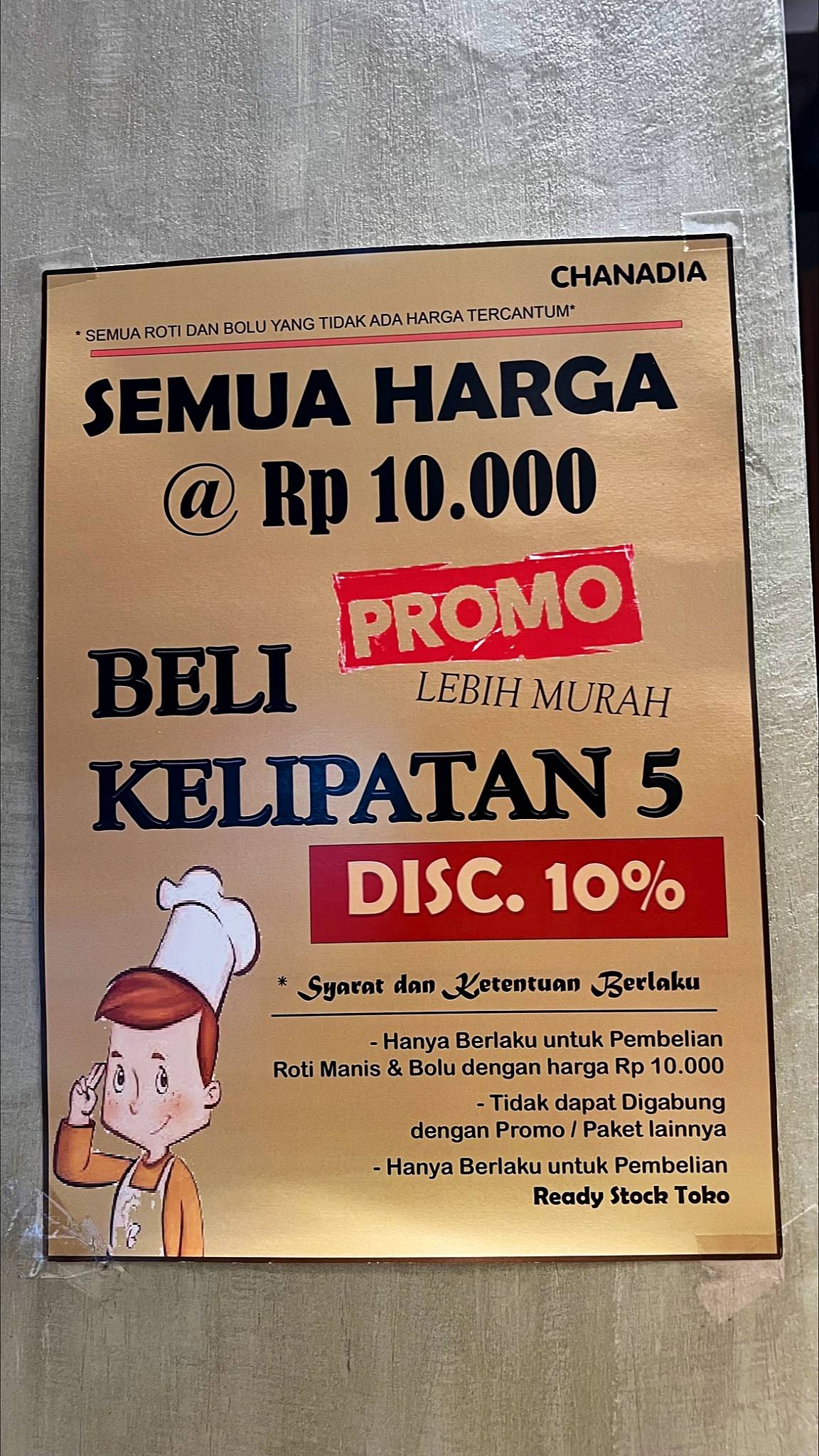 Menu at Chanadia Bakery & Kitchen, Semarang