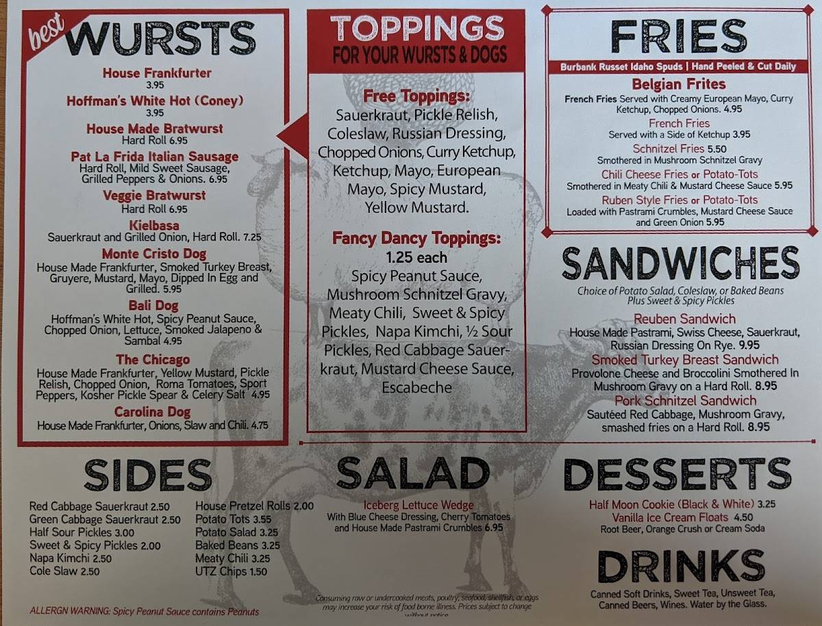 Menu at The Good Wurst Company restaurant, Charlotte