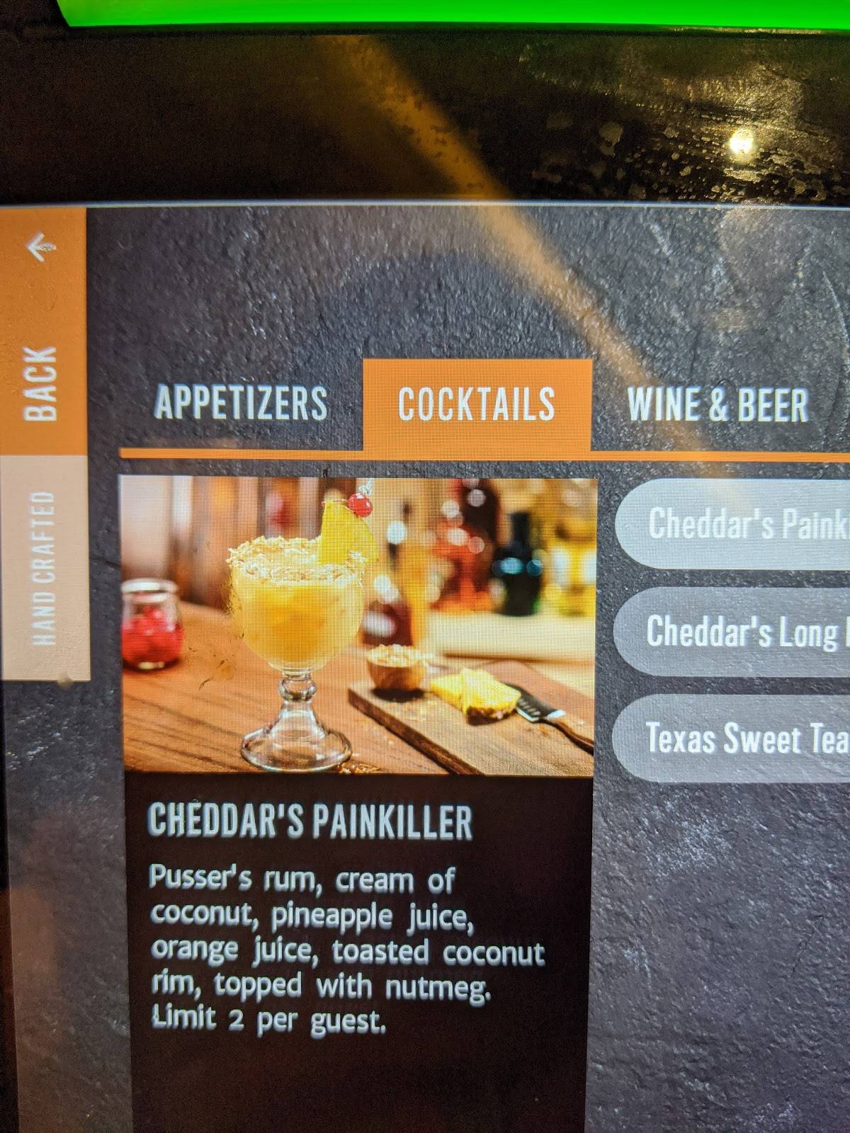 Menu at Cheddar's Scratch Kitchen restaurant, Little Rock