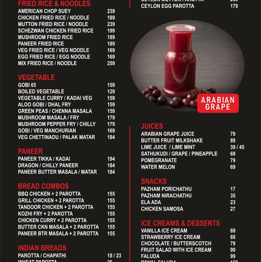 Menu at Crescent Restaurant, Vanagaram, Chennai, Tower 1