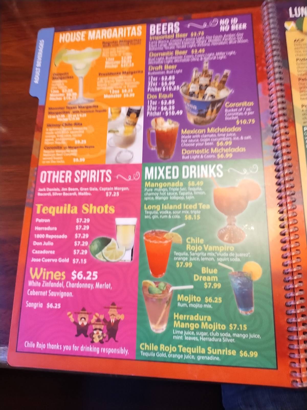 Menu at Chile Rojo Mexican Cuisine restaurant, Mount Airy