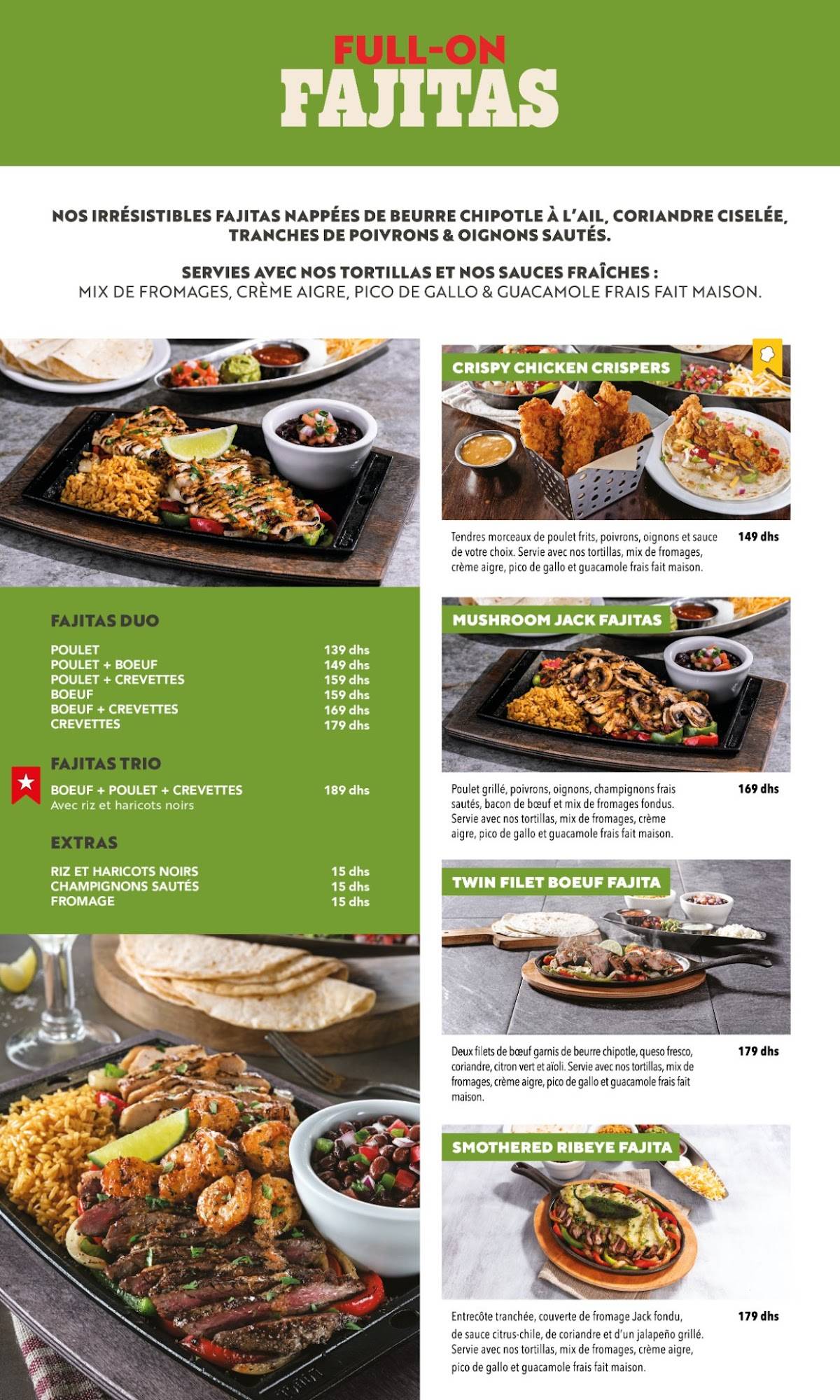 Menu at Chili’s Tangier restaurant, Tangier