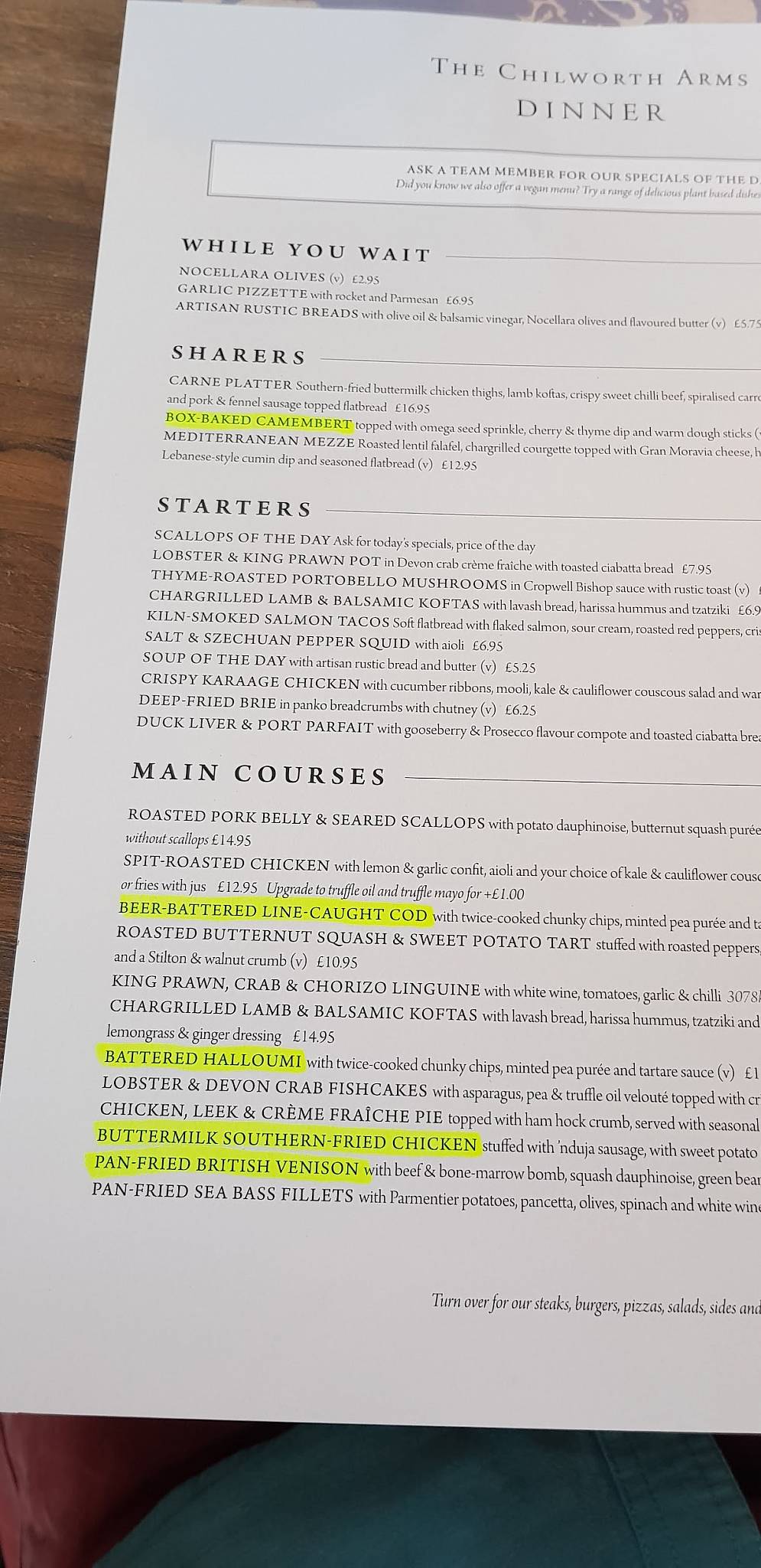 Menu at Chilworth Arms Southampton pub & bar, Southampton, Chilworth Rd