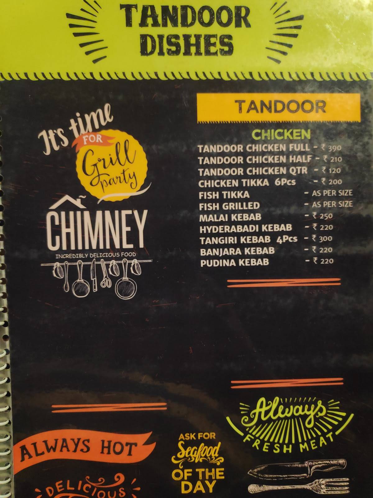 Menu at Chimney Family Restaurant, Varkala