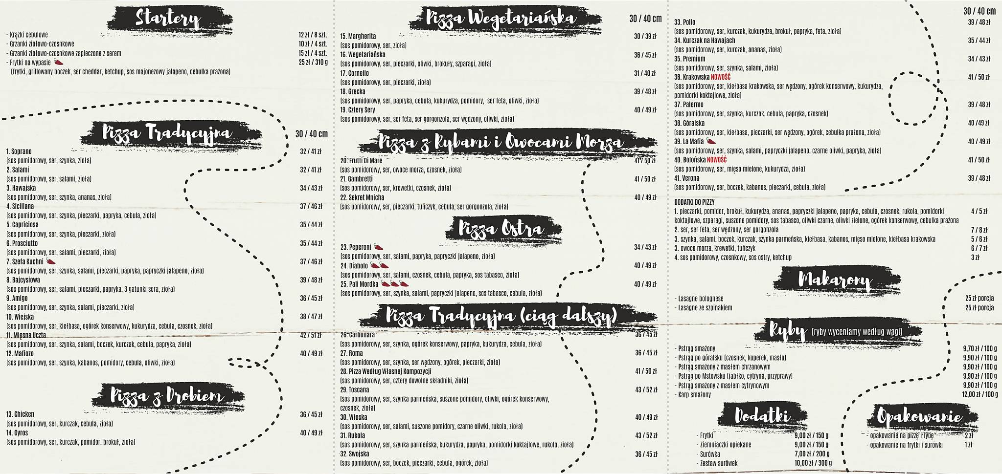 Menu at "Cicha Woda" Pizzeria i Smażalnia Ryb, Mstów