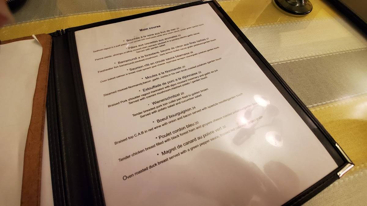 Menu at Citron European Bistro restaurant, Tacoma