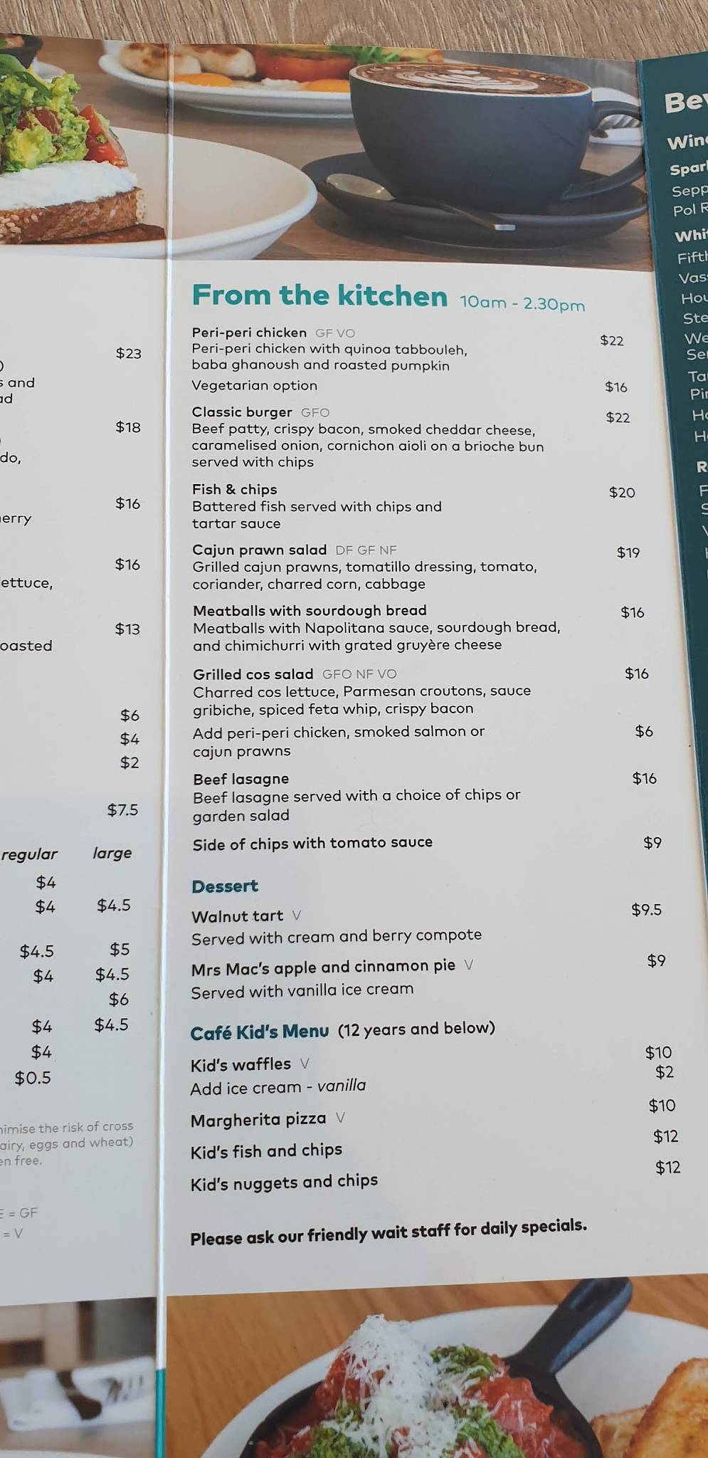 Menu at City View Cafe, Burswood, Optus Stadium