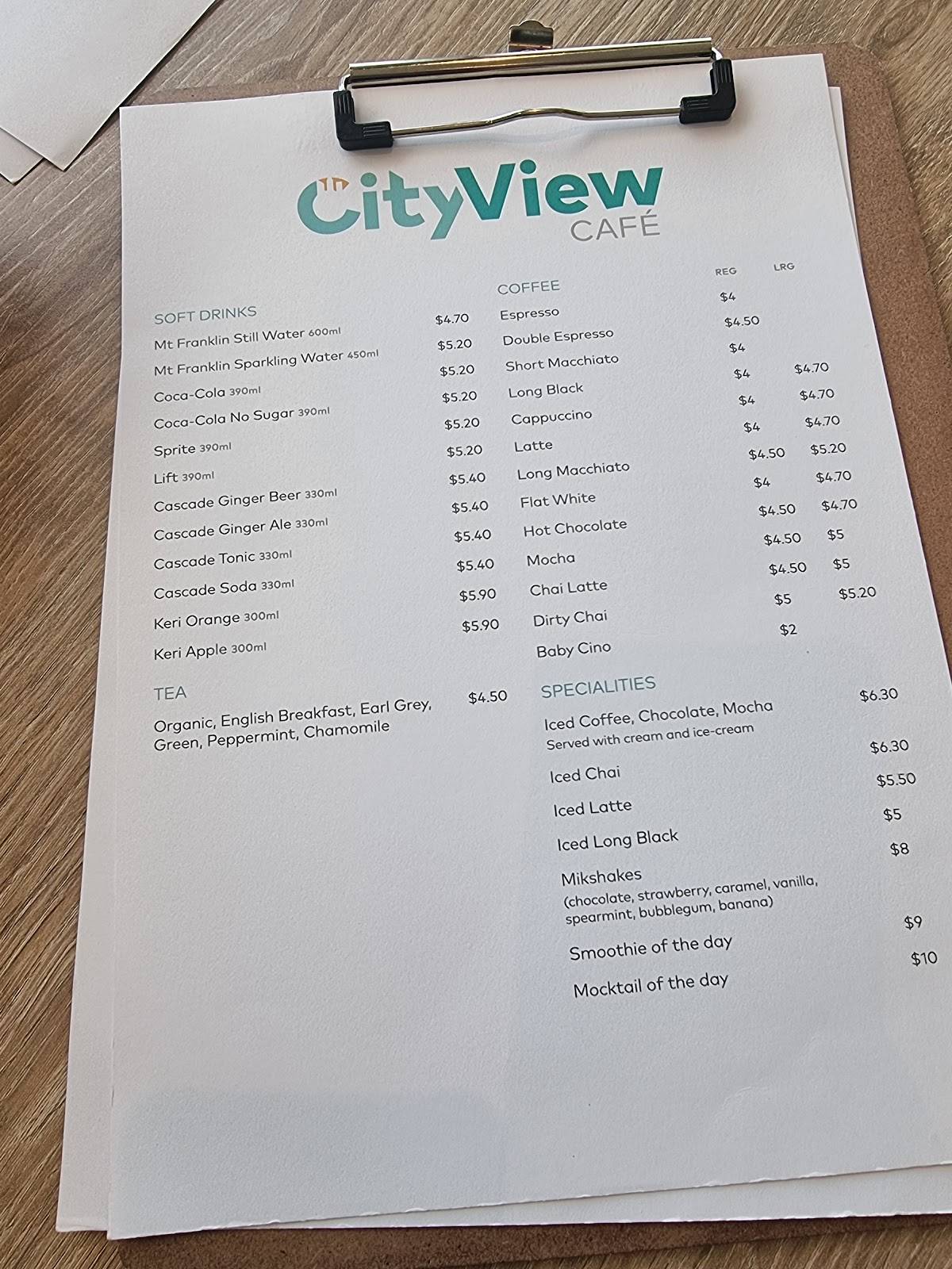 Menu at City View Cafe, Burswood, Optus Stadium