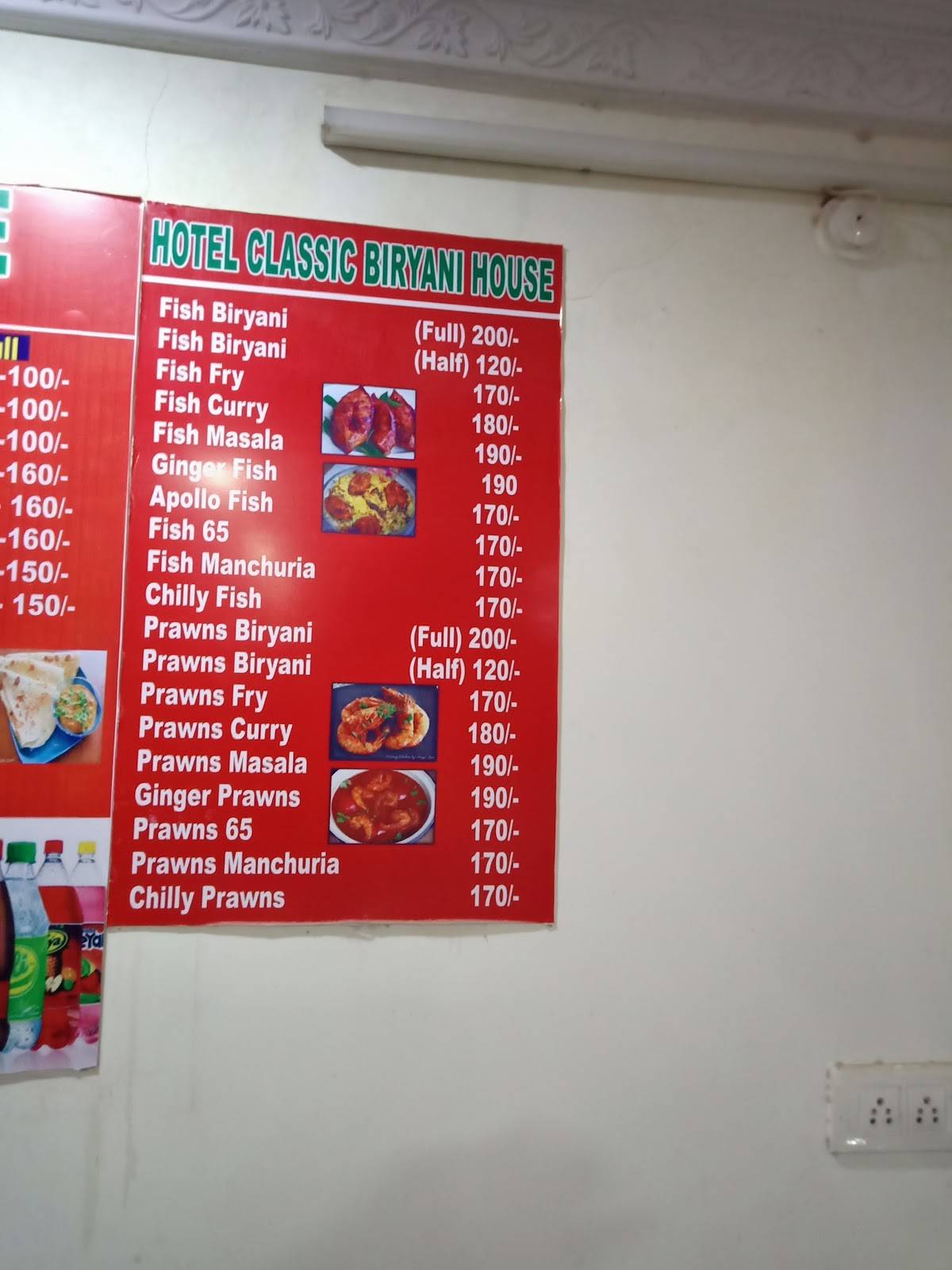 Menu at Classic Biryani House, Hyderabad