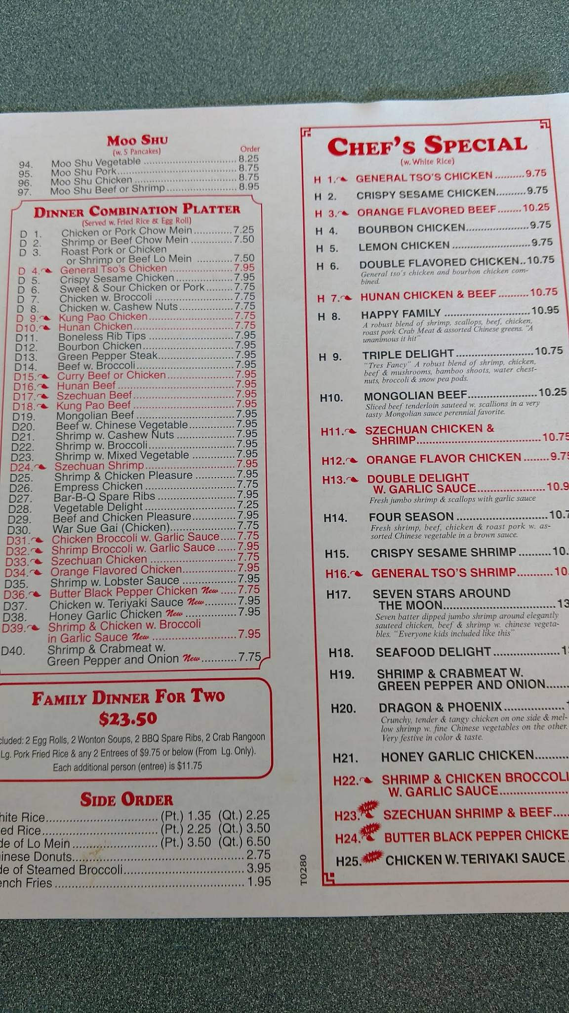 Menu at Taste of China restaurant, Cleveland, 25995 Highland Rd