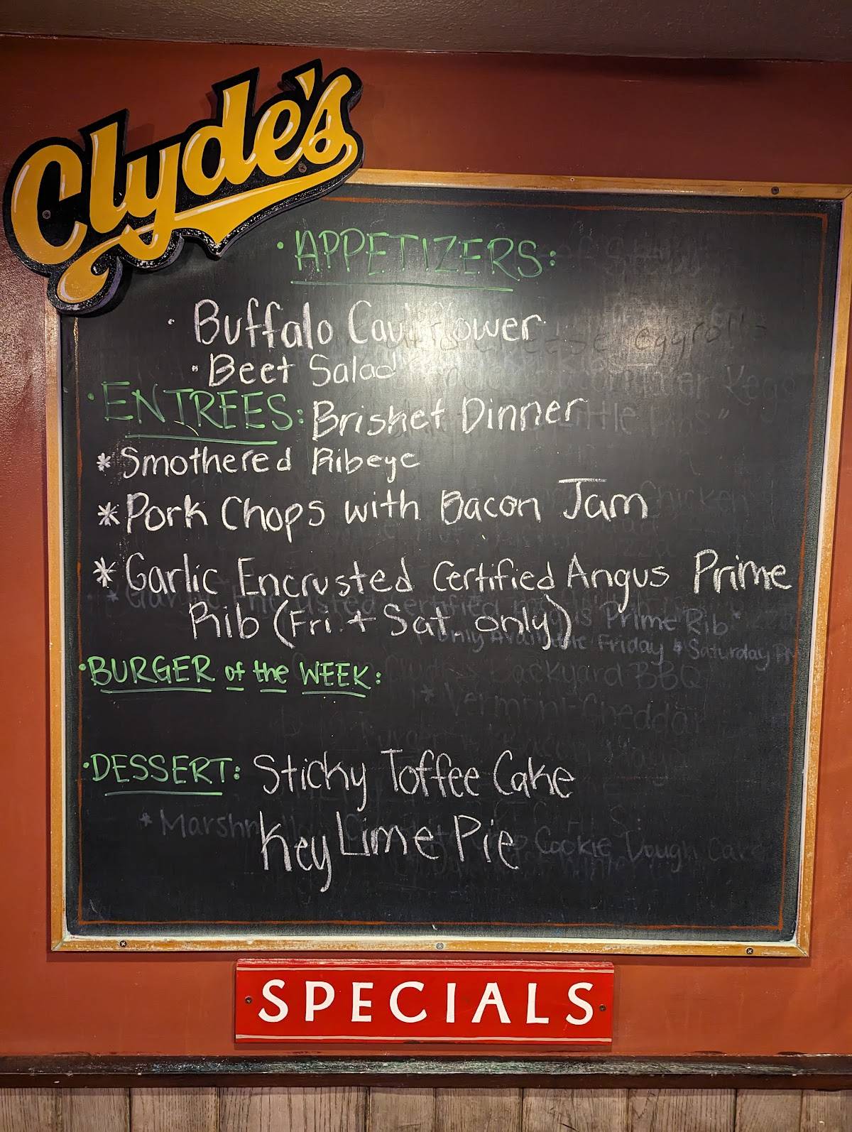 Menu at Clyde’s Grill and Bar, Walpole, 642 Providence Hwy