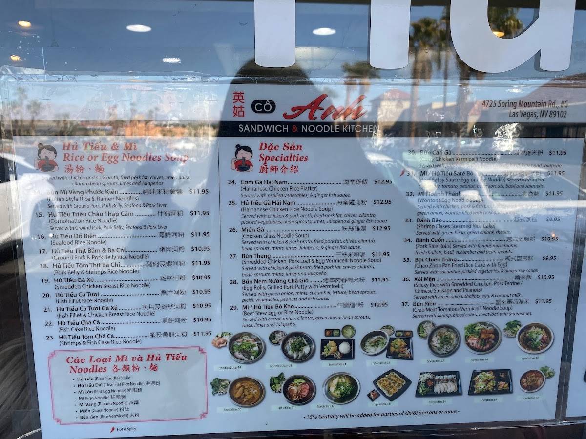 Menu at Cô Anh Sandwich & Noodle Kitchen restaurant, Las Vegas, Spring ...