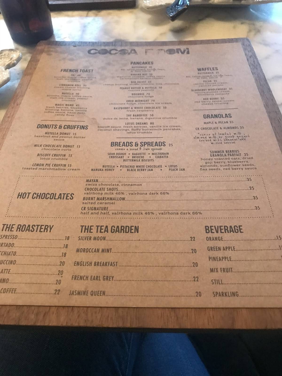 Menu at Cocoa Room Galleria Mall restaurant, Dubai, +7X2 - G Floor