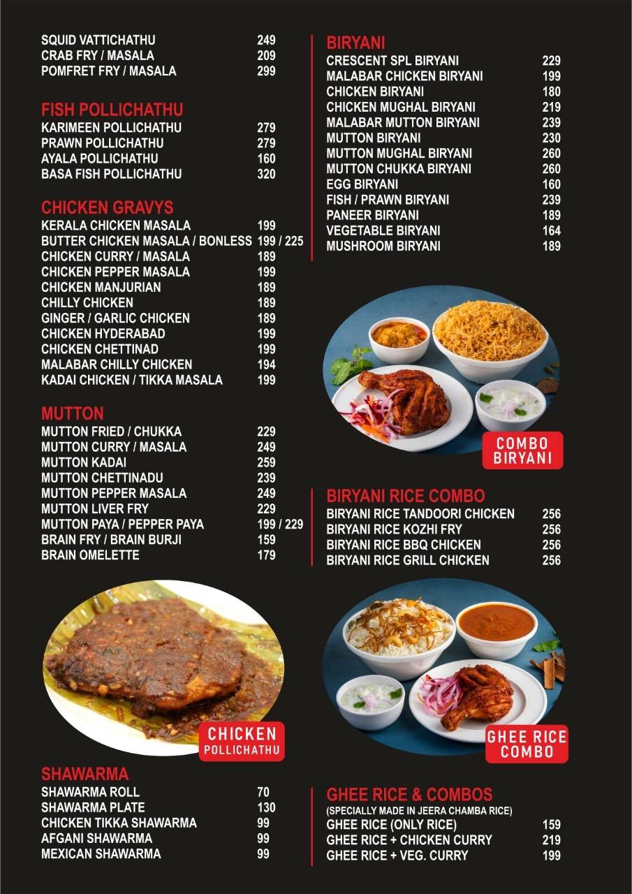 Menu at Crescent Restaurant, Vanagaram, Chennai, Tower 1