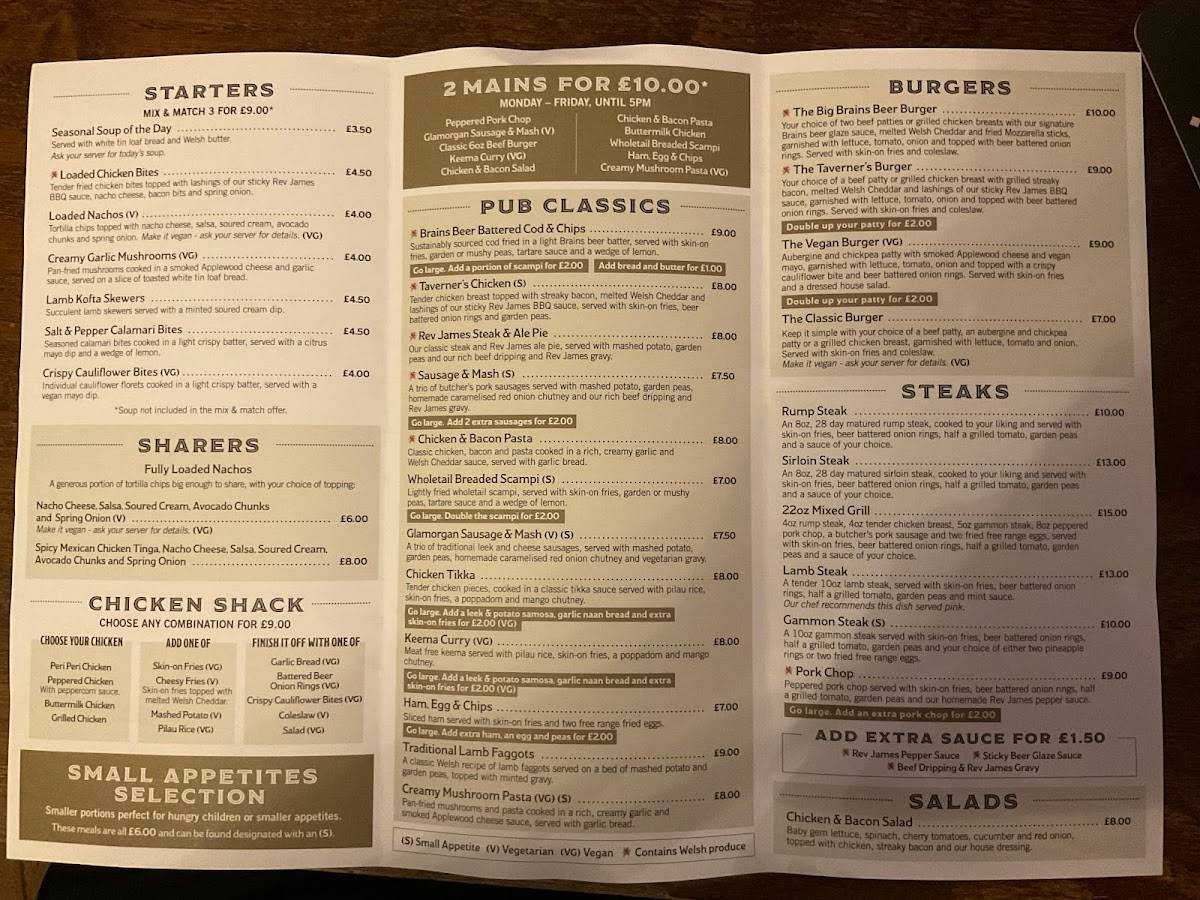 Menu at Crwys Hotel pub & bar, Cardiff, Crwys Rd