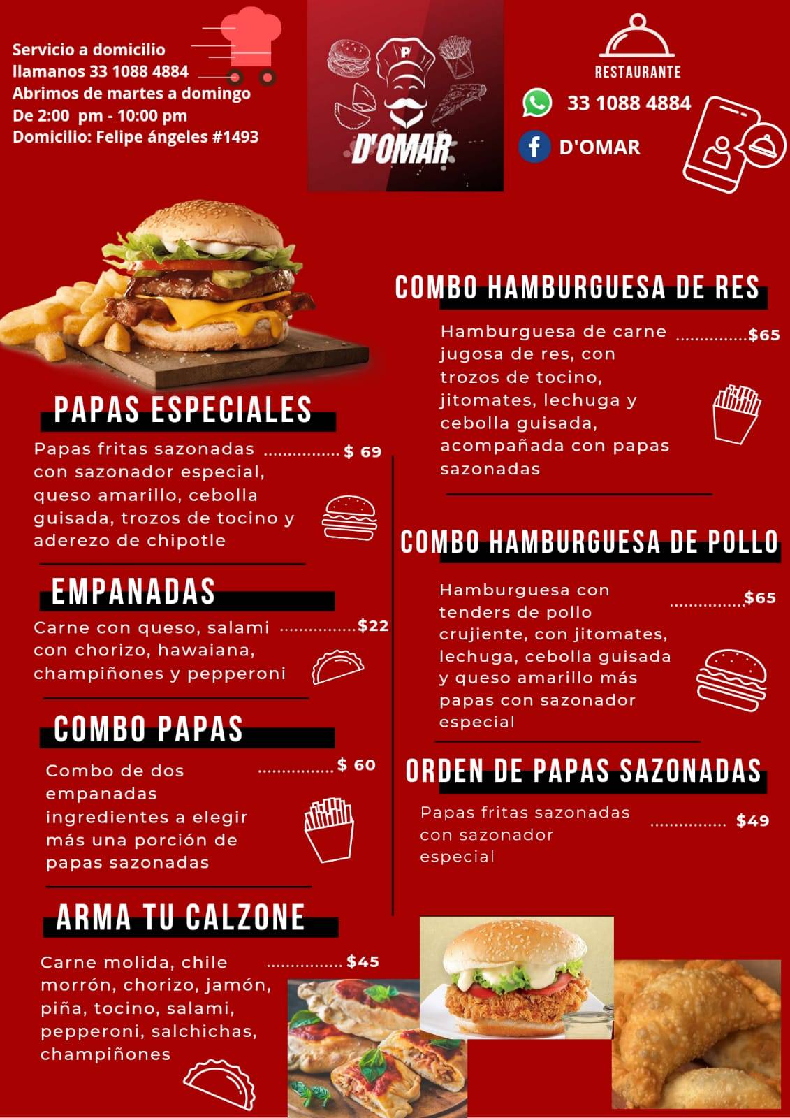 Menu at D'OMAR restaurant, Guadalajara