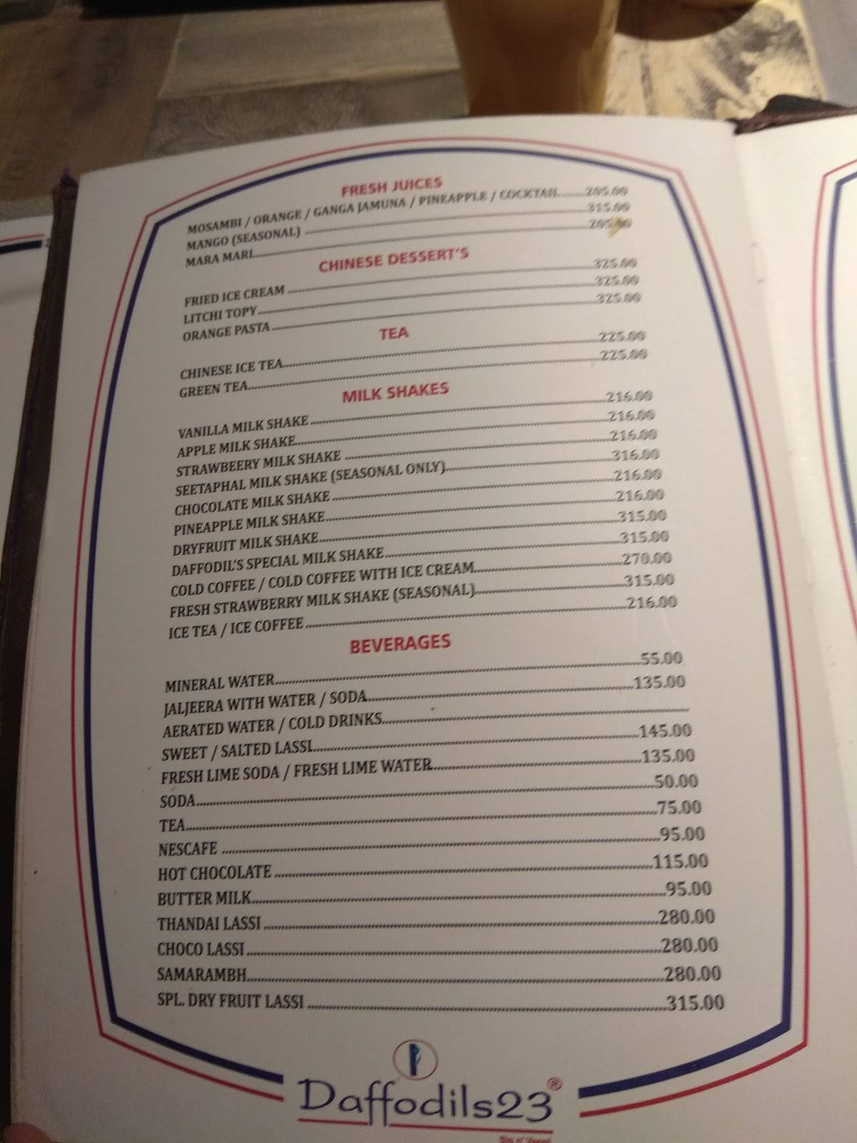 Menu at Daffodils 23, Mumbai, Shop 1-4