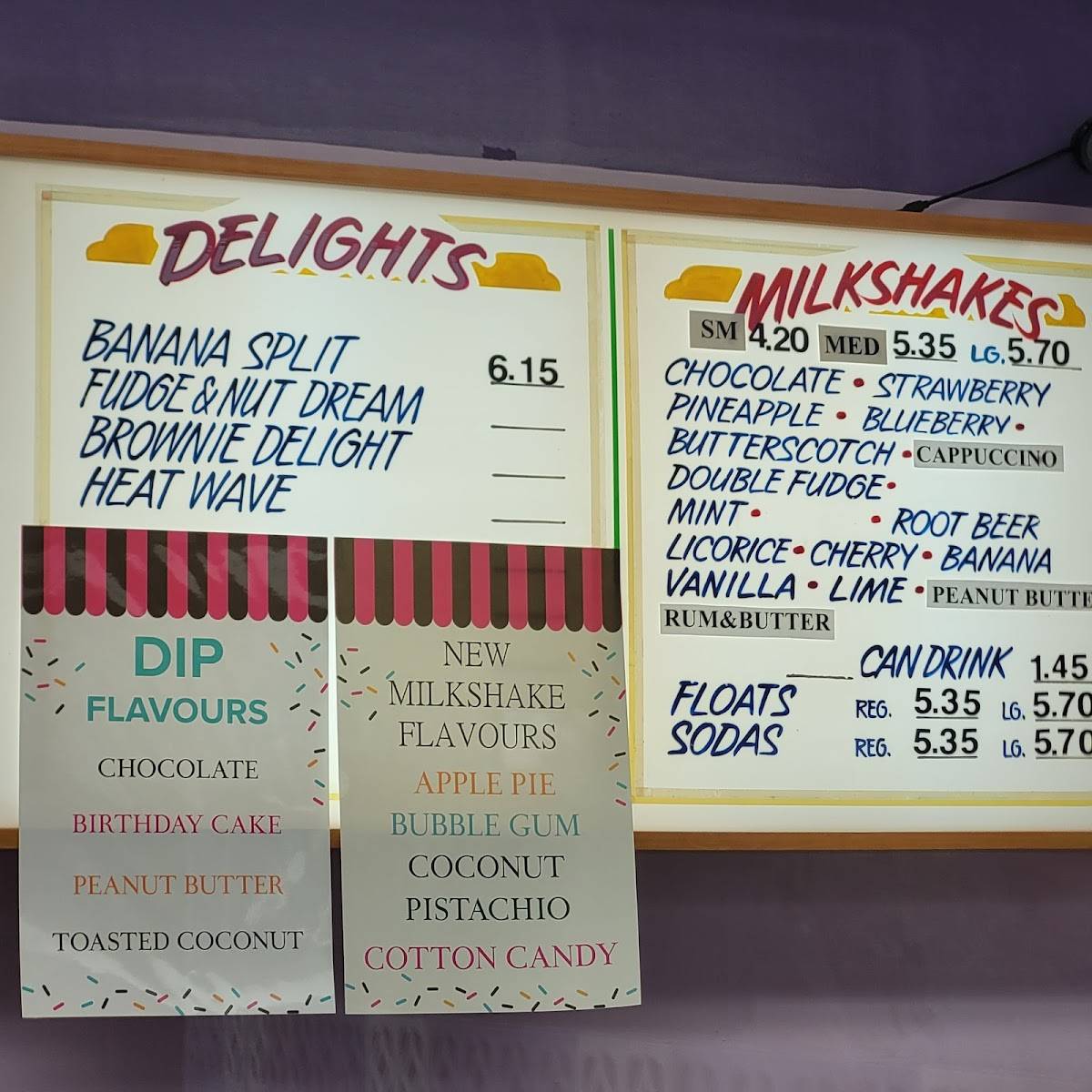 Menu at Dairy Delight fast food, Winnipeg, 467 St Anne's Rd