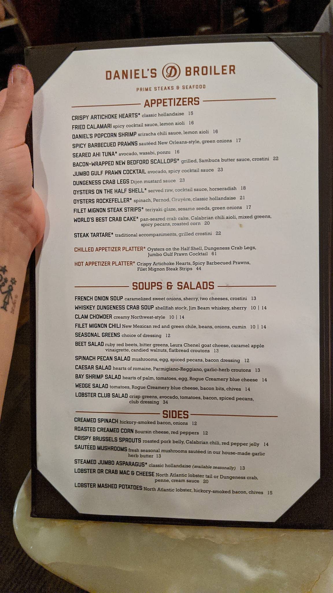 Menu at Daniel’s Broiler steakhouse, Bellevue, NE 8th St Unit BP2101