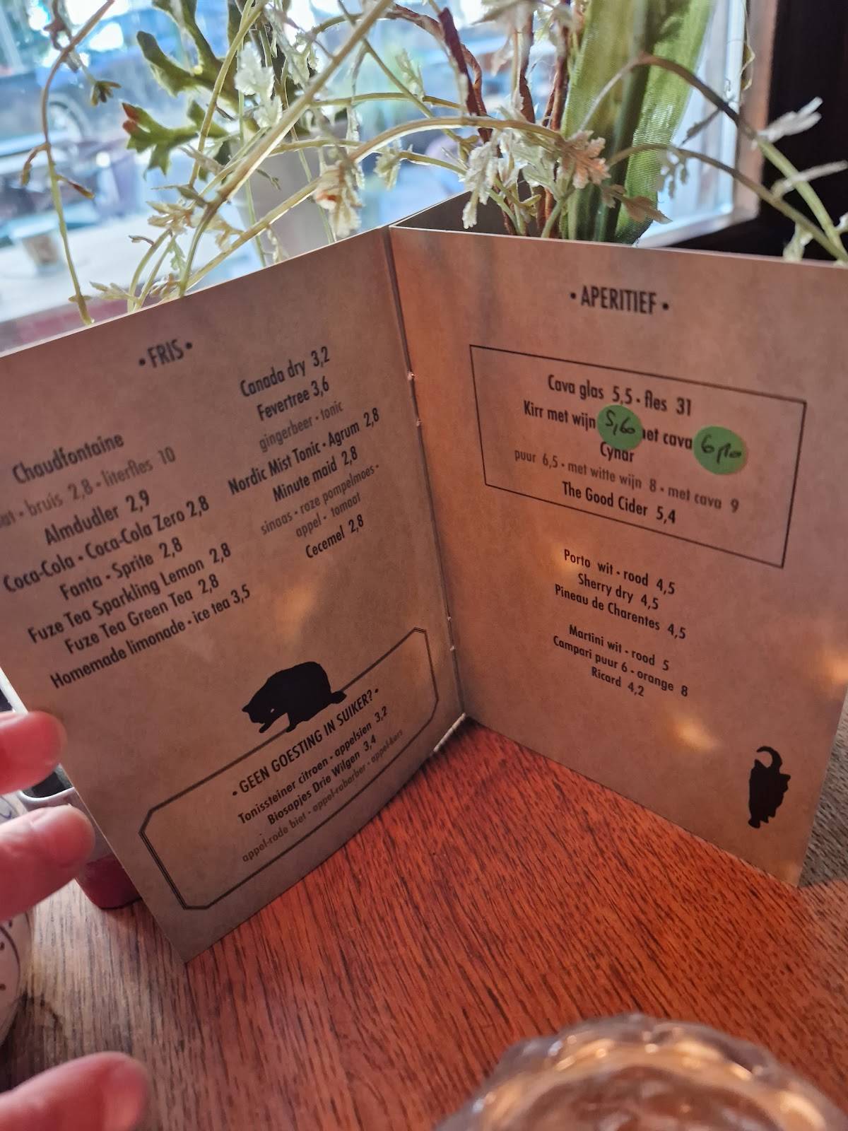 Menu au Dansing Chocola, Anvers