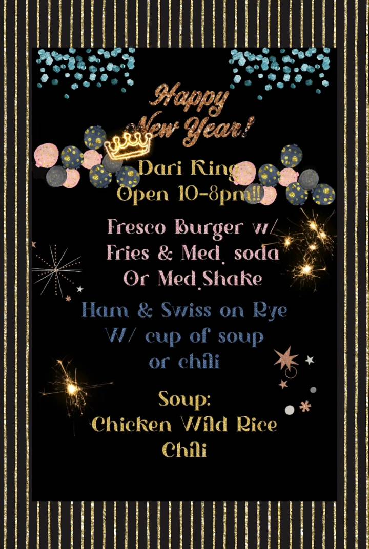 Menu at Dari King restaurant, Redwood Falls