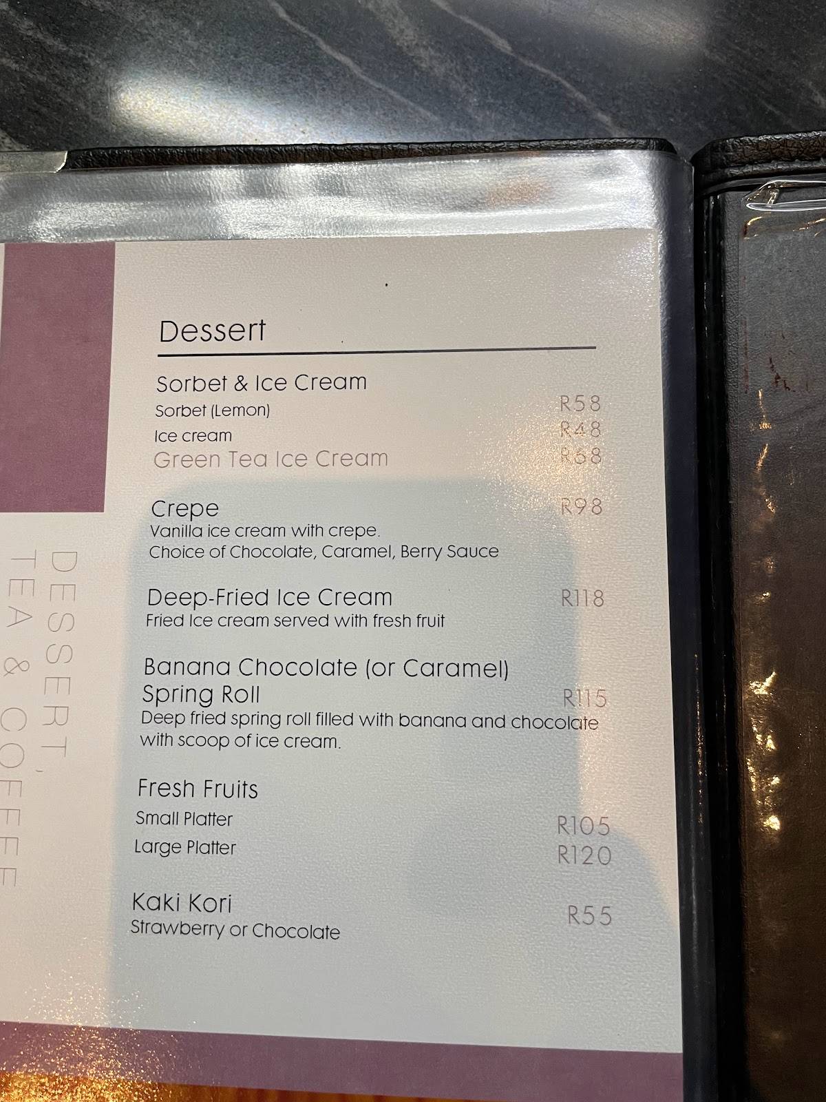 Menu at Daruma Umhlanga restaurant, Durban, Shop B8 Level L2