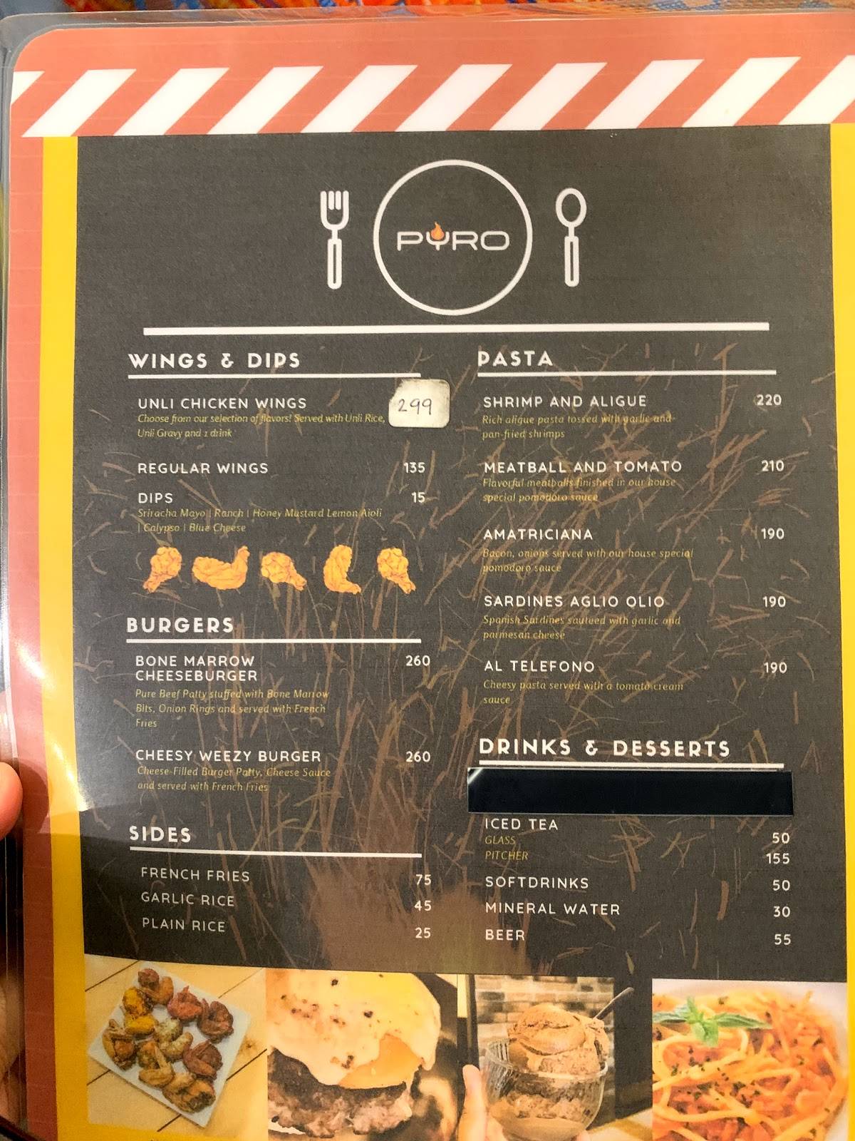 Carta del restaurante Pyro by Big Flavor Group, Dávao