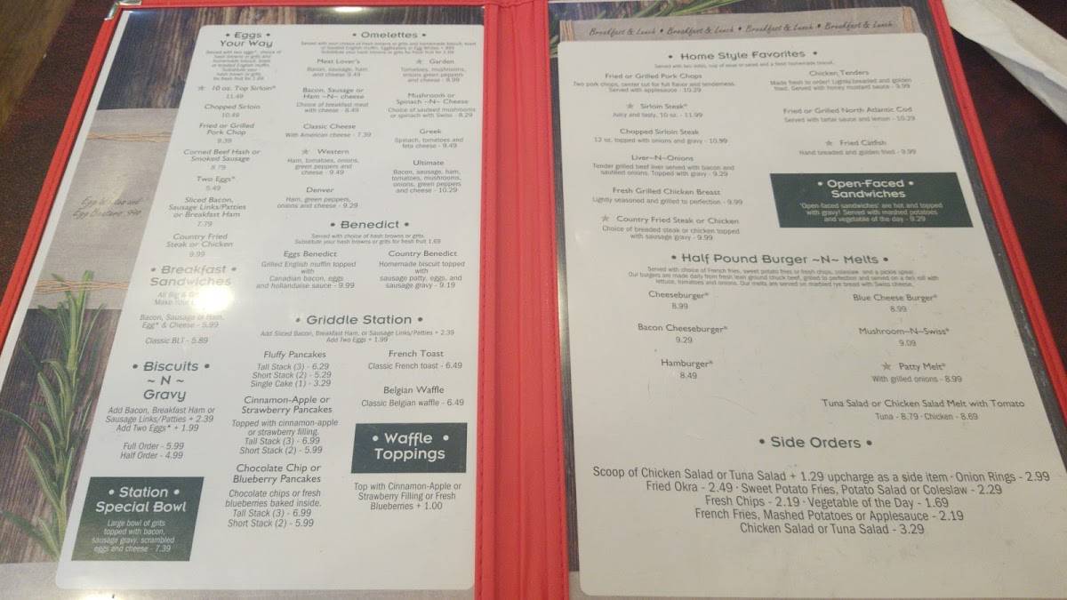 Menu at Davenport Diner restaurant, Davenport, US Hwy 27