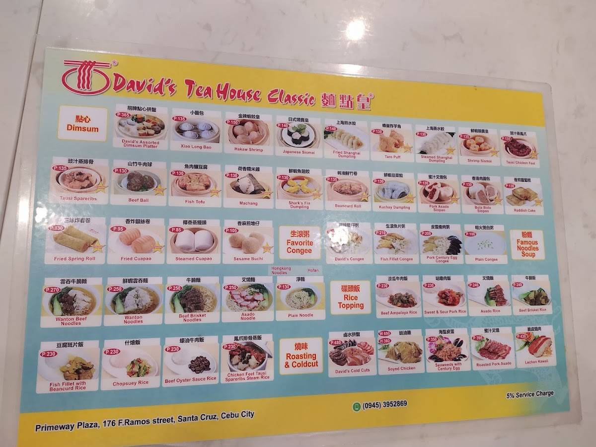 Menu at David's Tea House - Classic (Primeway Plaza Cebu City ...