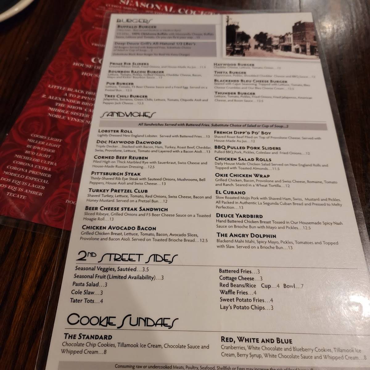 Menu at Deep Deuce Grill pub & bar, Oklahoma City