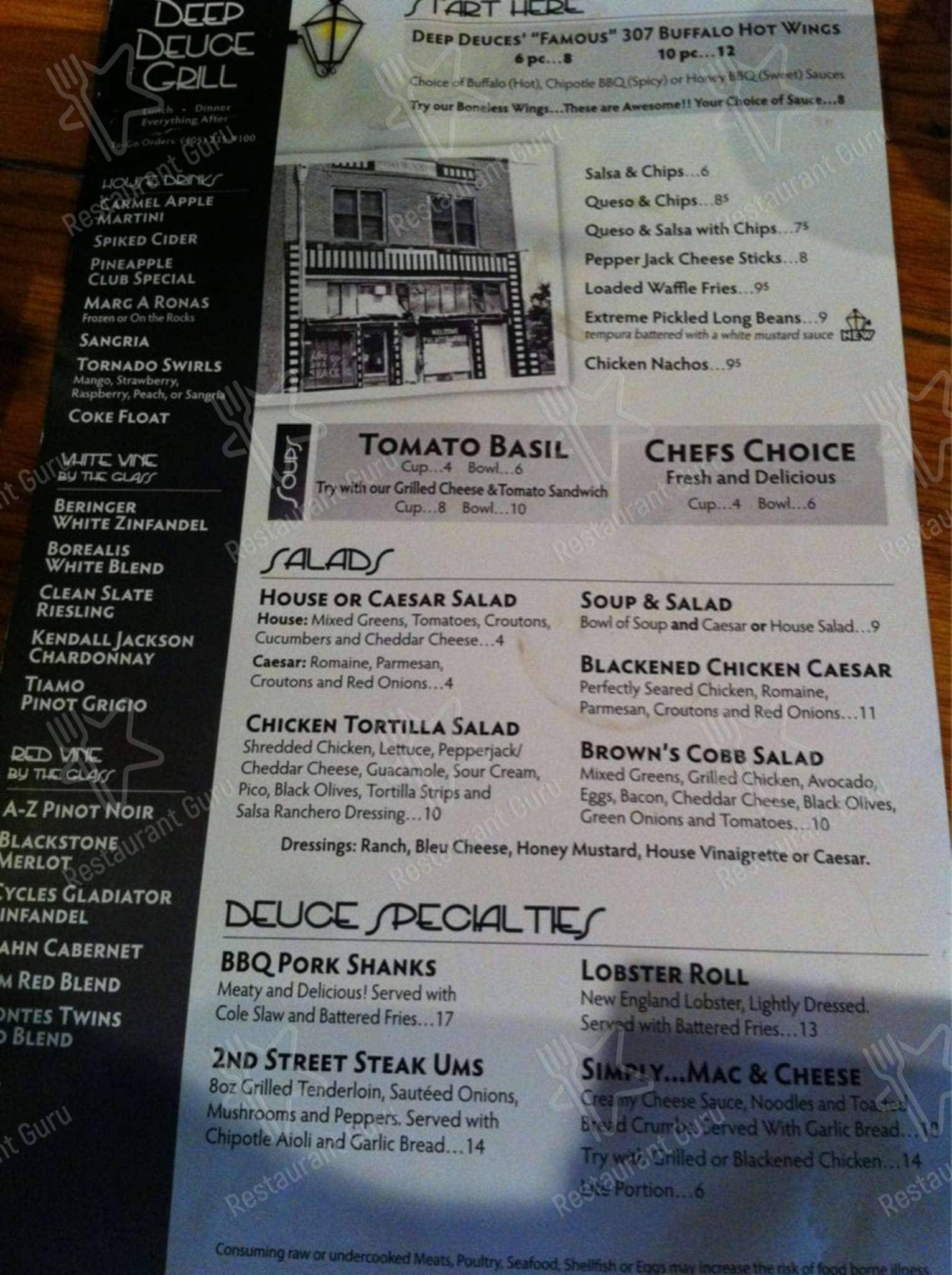 Menu at Deep Deuce Grill pub & bar, Oklahoma City