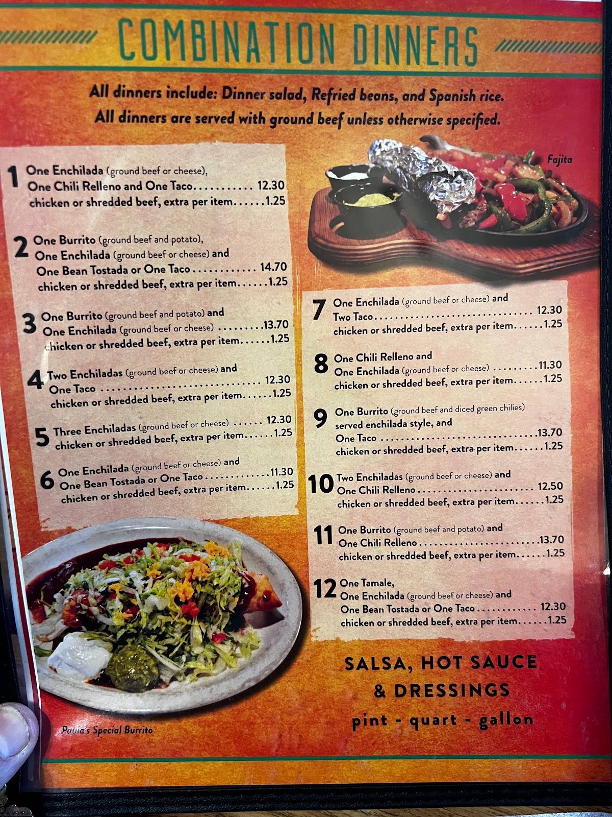 Menu at Paula's Mexican Food desserts, St. George