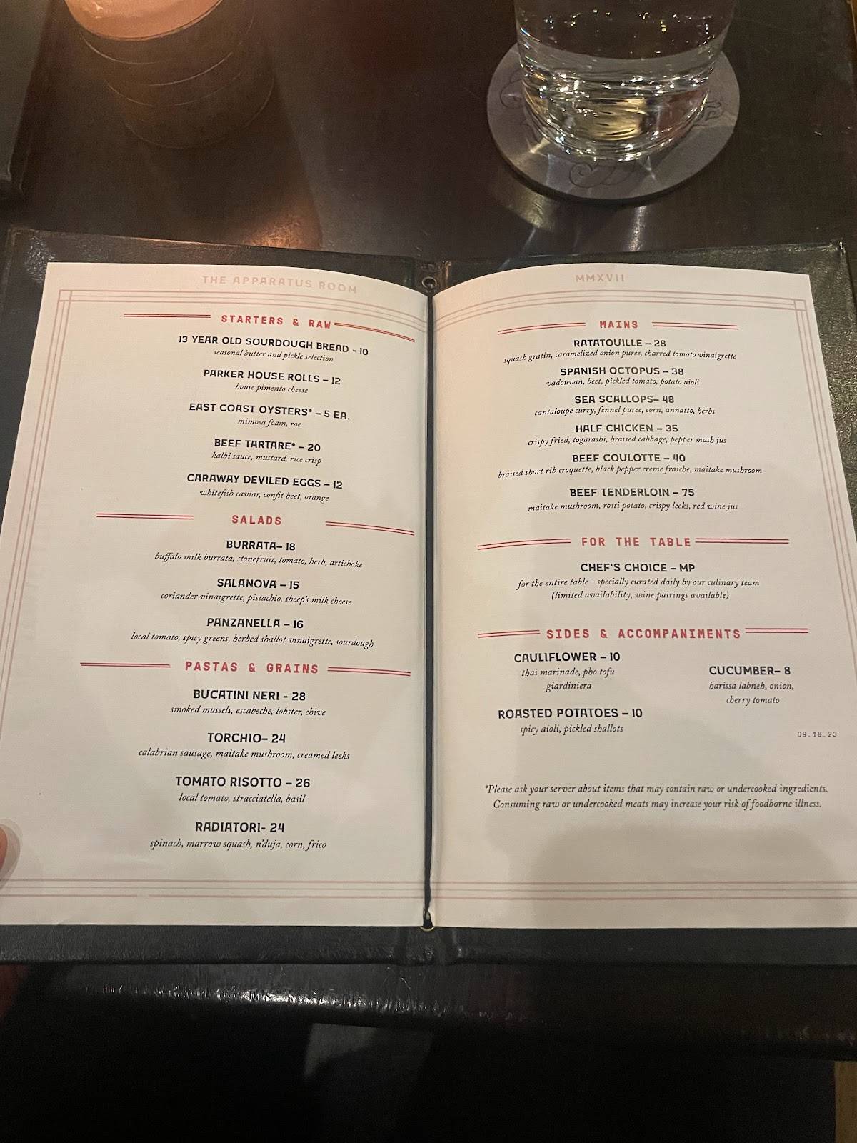 Menu at The Apparatus Room pub & bar, Detroit