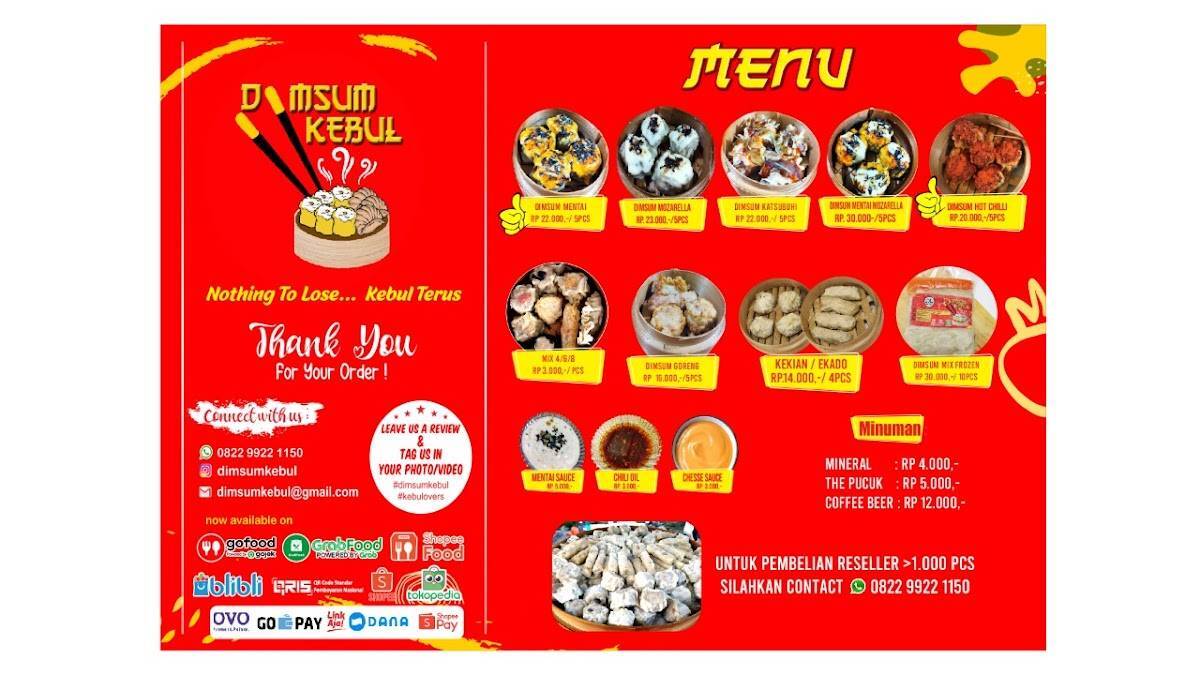 Menu at Dimsum Kebul Harapan Jaya restaurant, Bekasi Regency