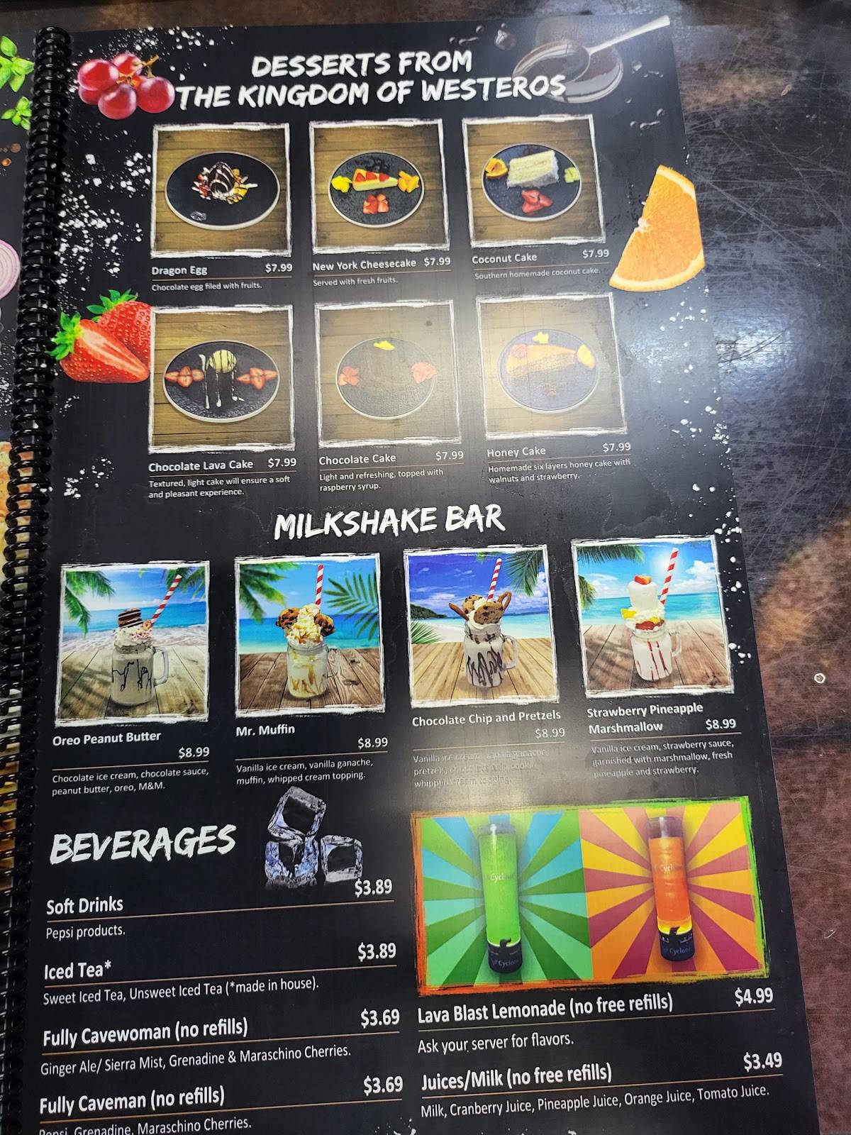 Menu at DinoLand Cafe, Myrtle Beach