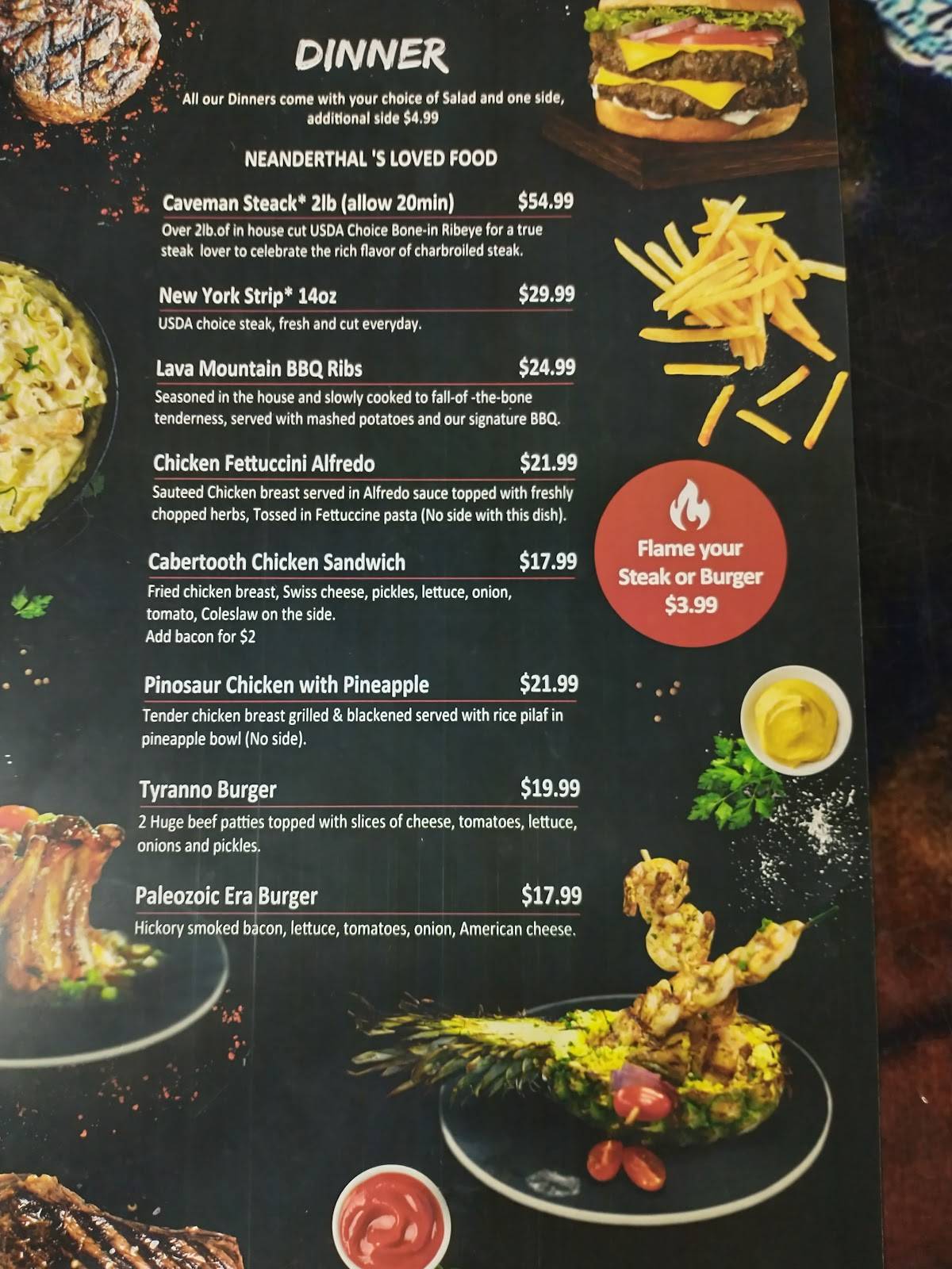 Menu at DinoLand Cafe, Myrtle Beach
