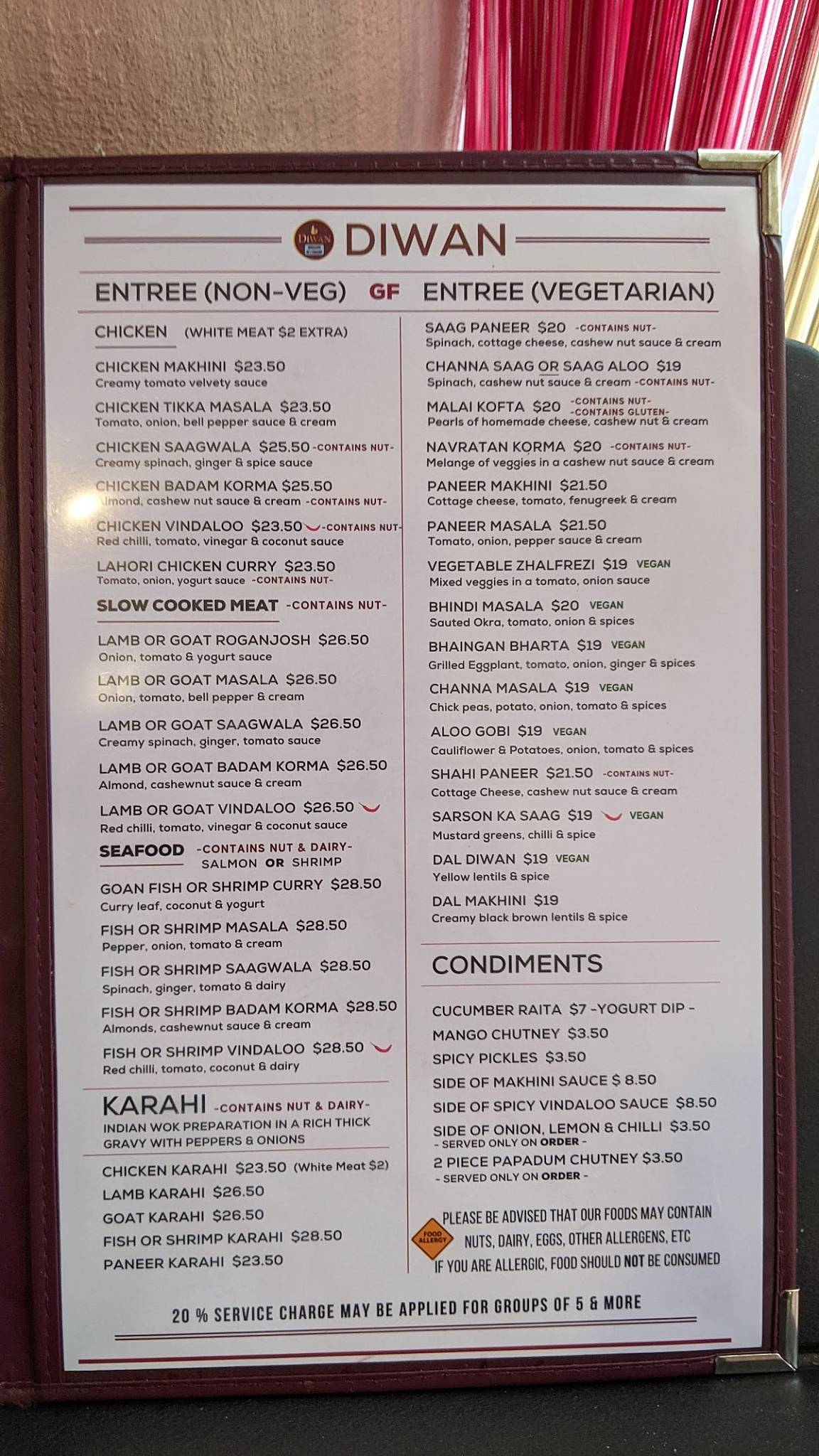Menu at Diwan Indian Restaurant and Bar, Hicksville