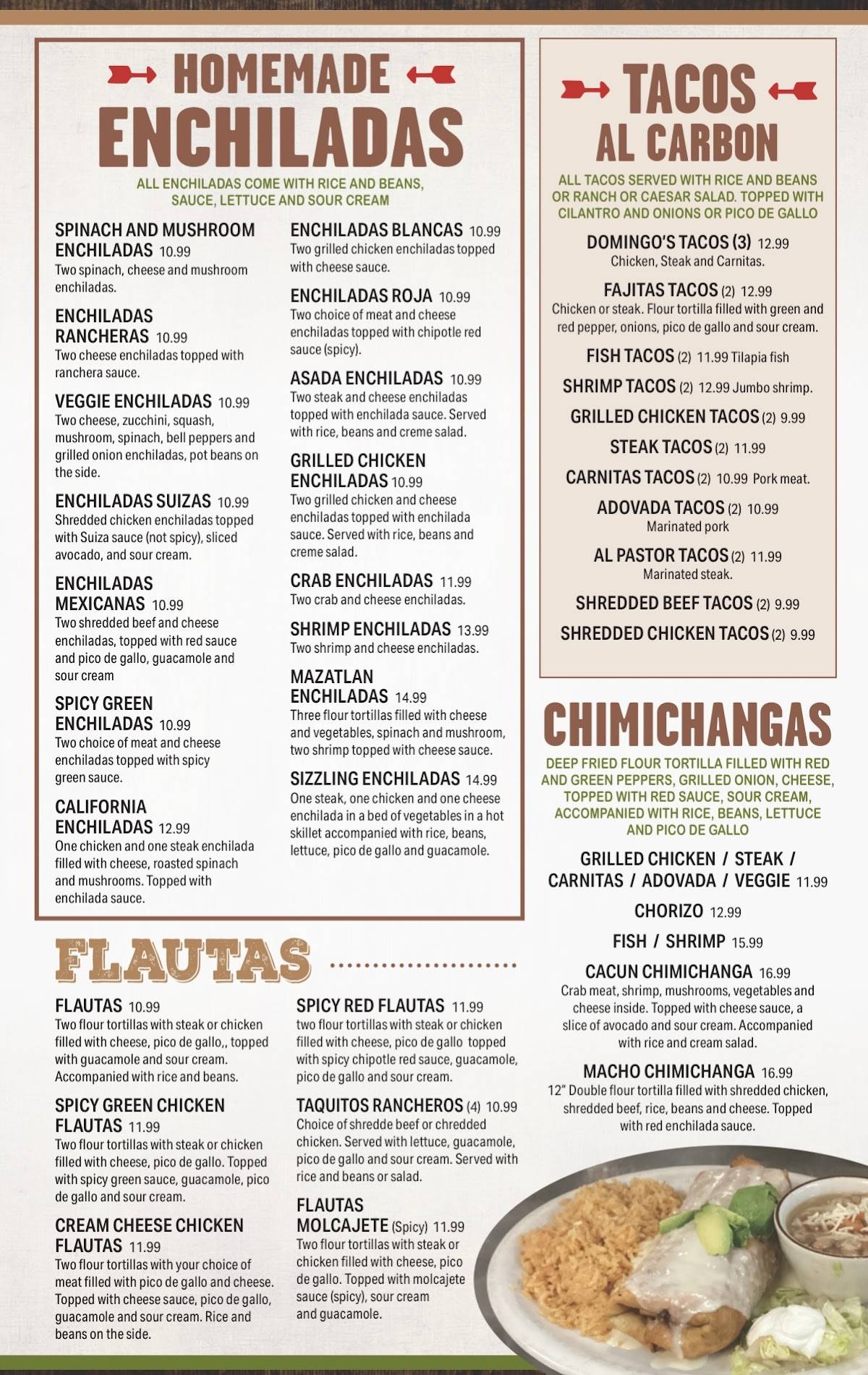 Menu at Domingos Mexican & Seafood Restaurant, Mocksville