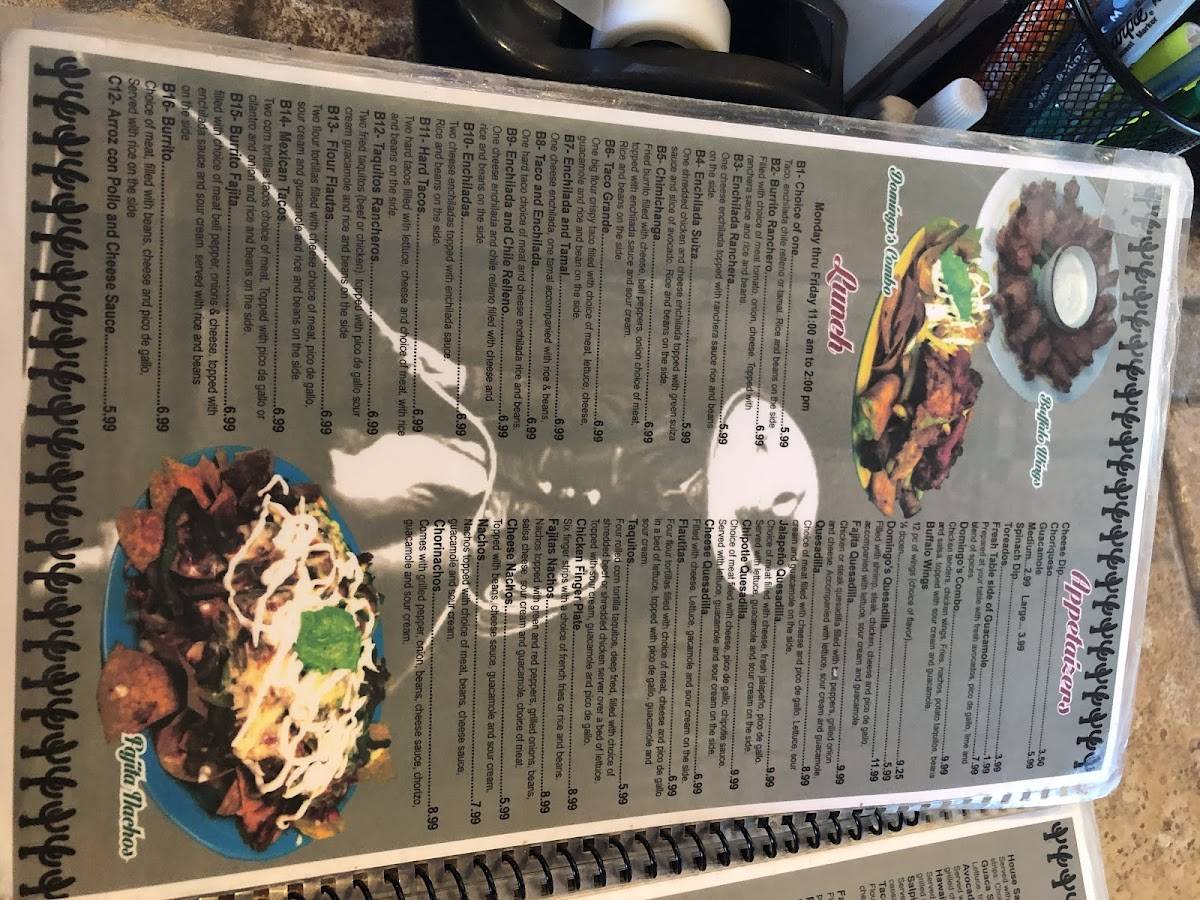 Menu at Domingos Mexican & Seafood Restaurant, Mocksville