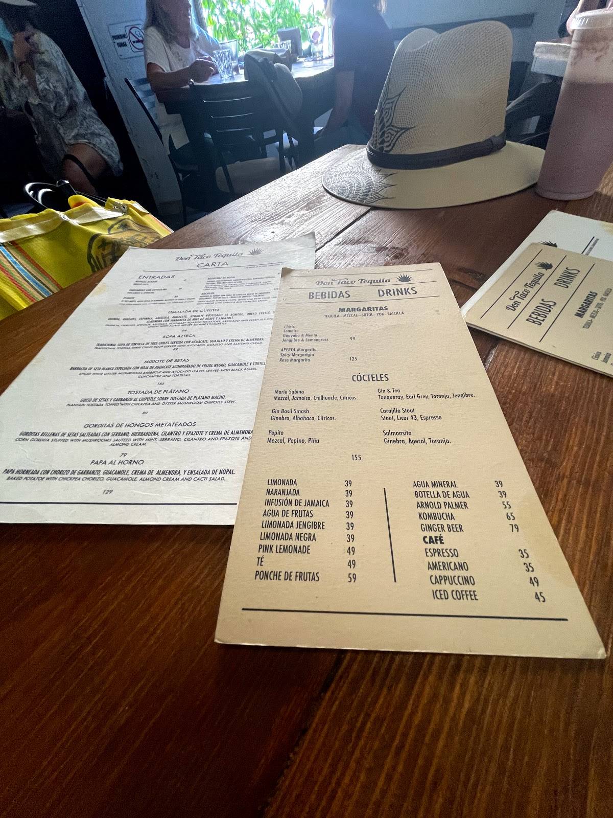 Menu at Don Taco Tequila restaurant, San Miguel de Allende