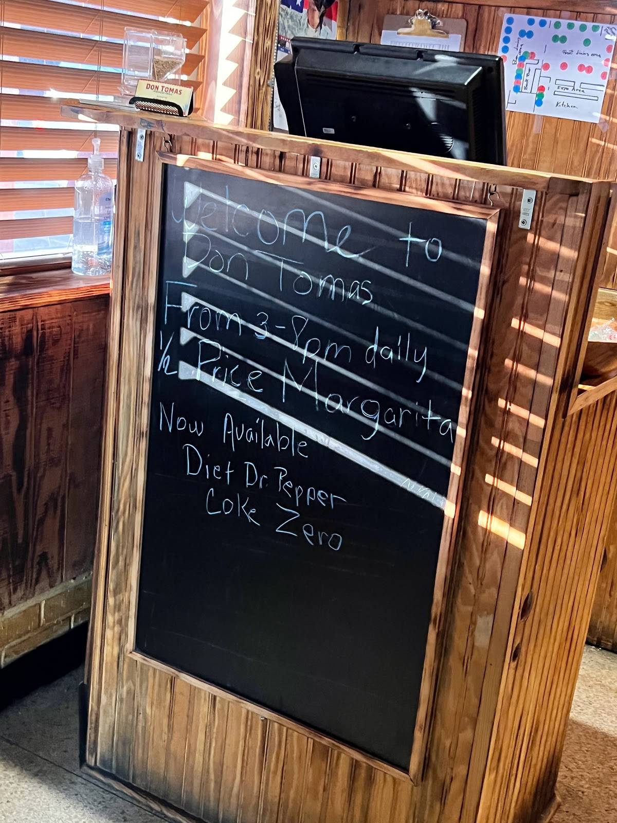 Menu at Don Tomas Mexican grill restaurant, Monroe