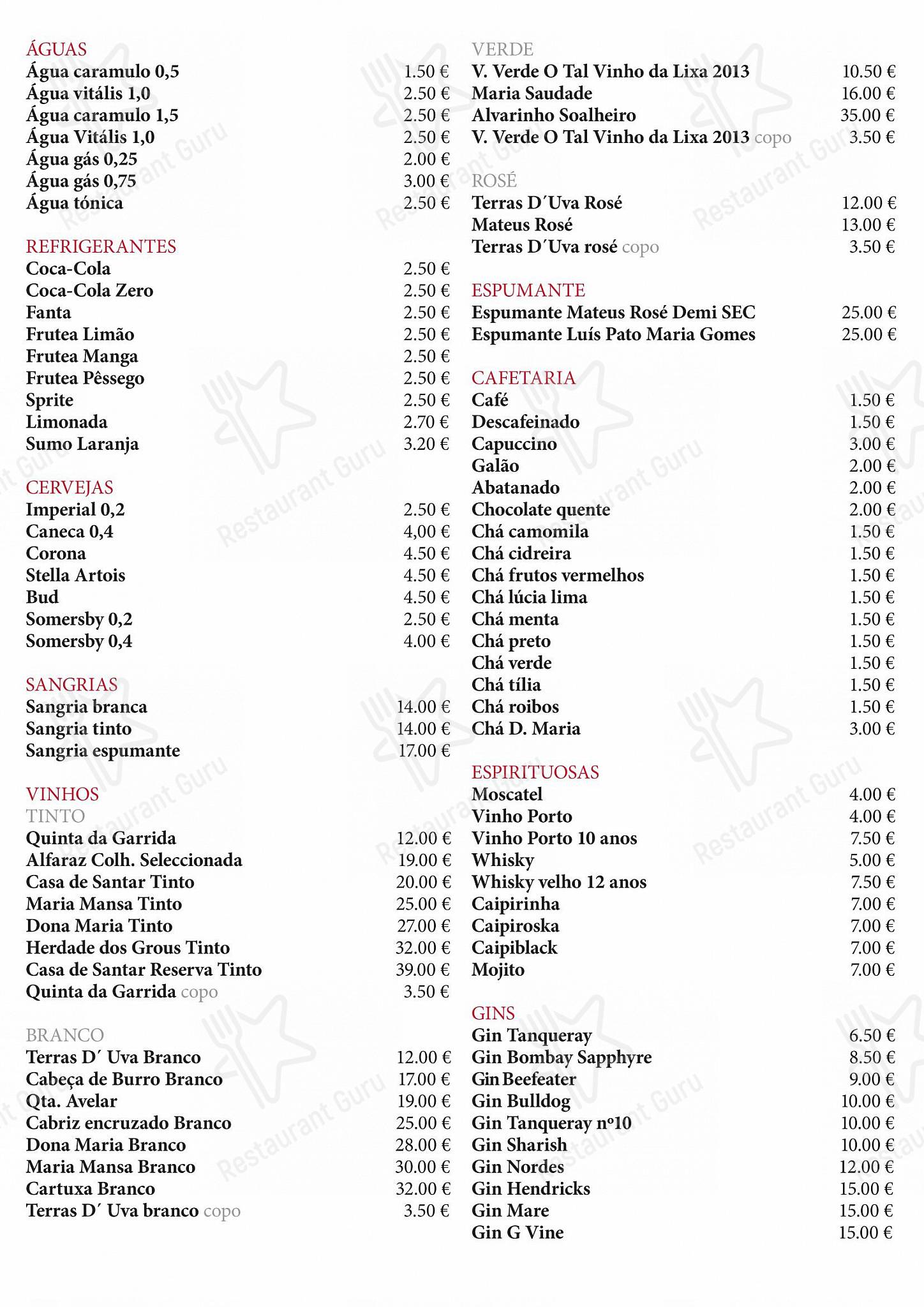 Menu em Dona Maria restaurante, Sintra, 511