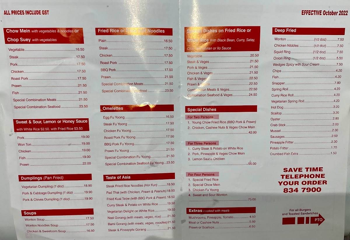 Menu at Double Happy Chinese Takeaways fast food, Auckland