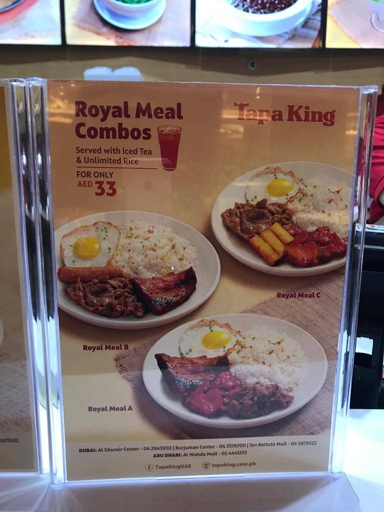 Menu at Tapa king restaurant, Dubai, Al Ghurair Centre