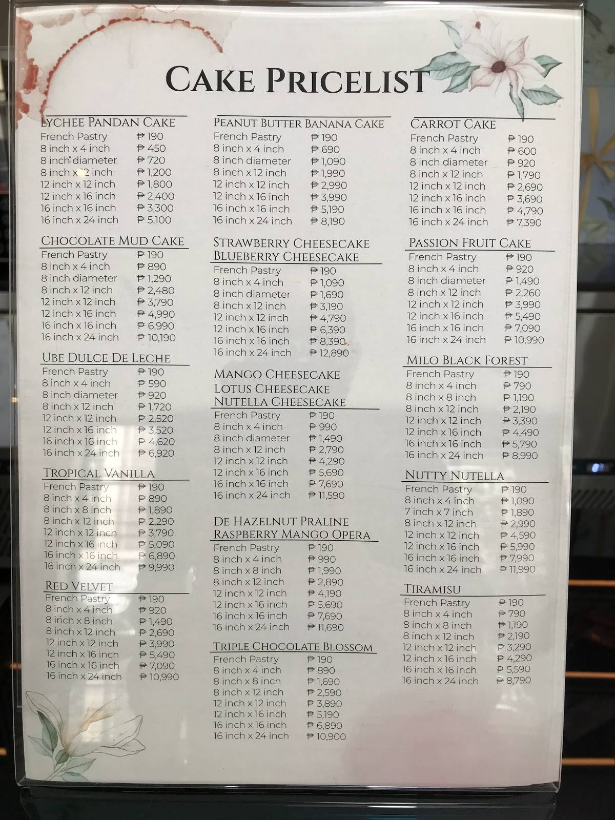 Menu at Dylan Patisserie Makati cafe, Makati