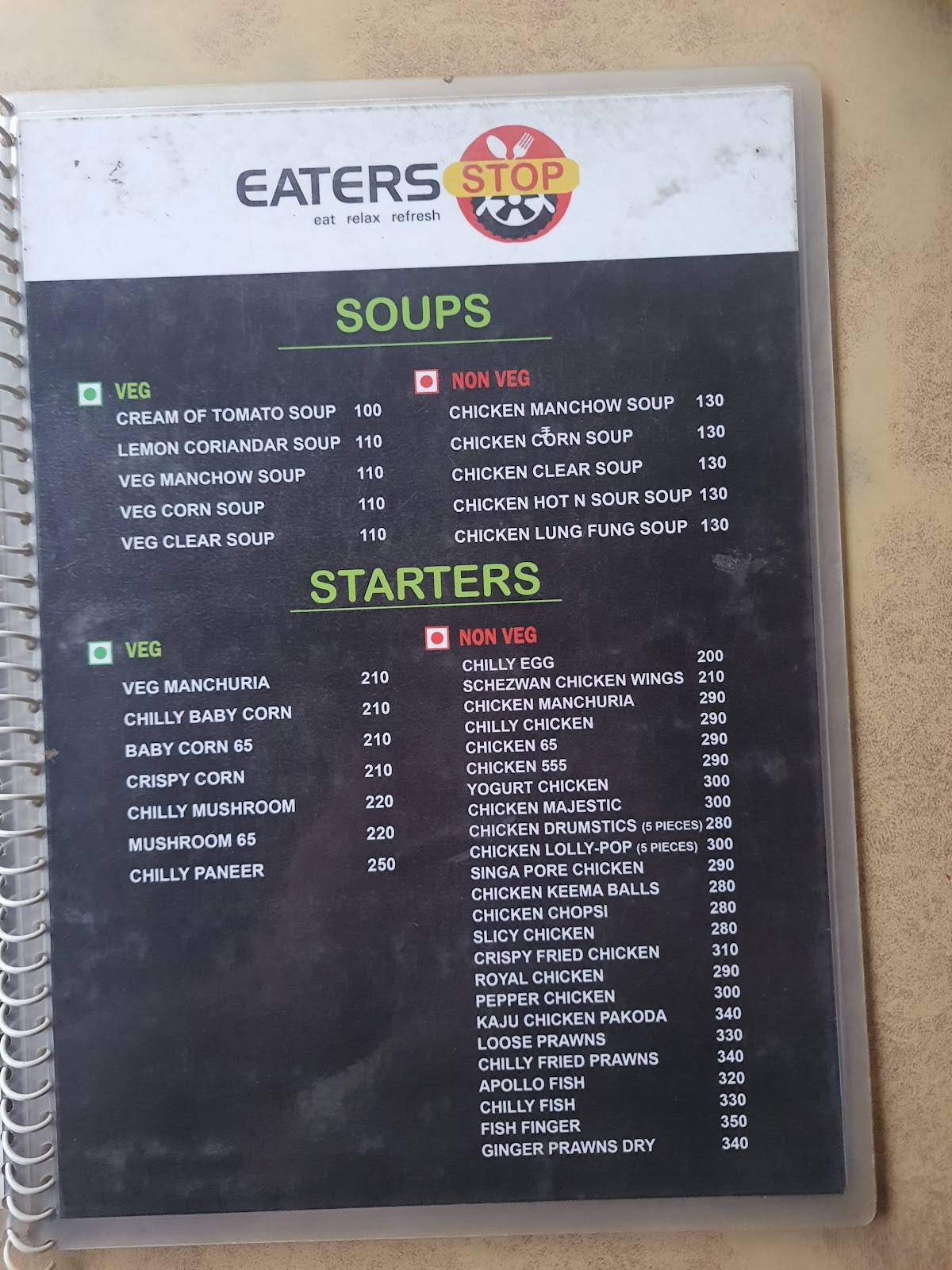 Menu at EATERS STOP RESTAURANT, Visakhapatnam, 21-164/1
