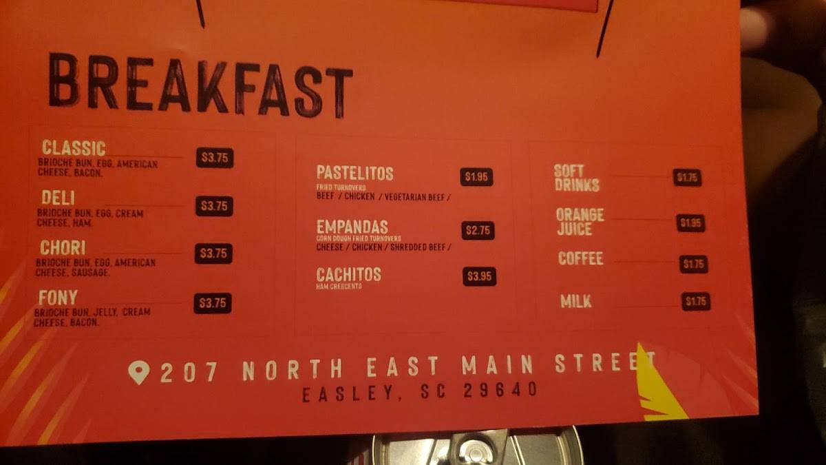 Menu at Tropical Burger restaurant, Easley
