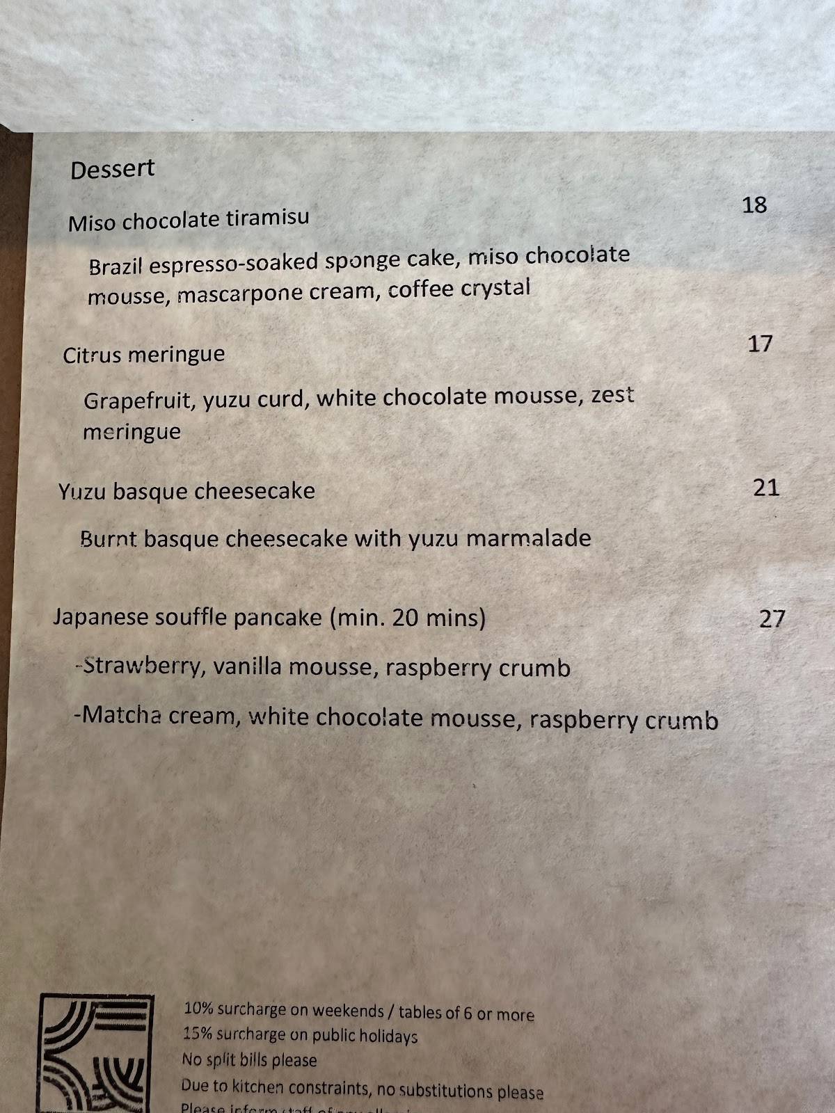 Menu at Edition Roasters cafe, Sydney, 60 Darling Dr